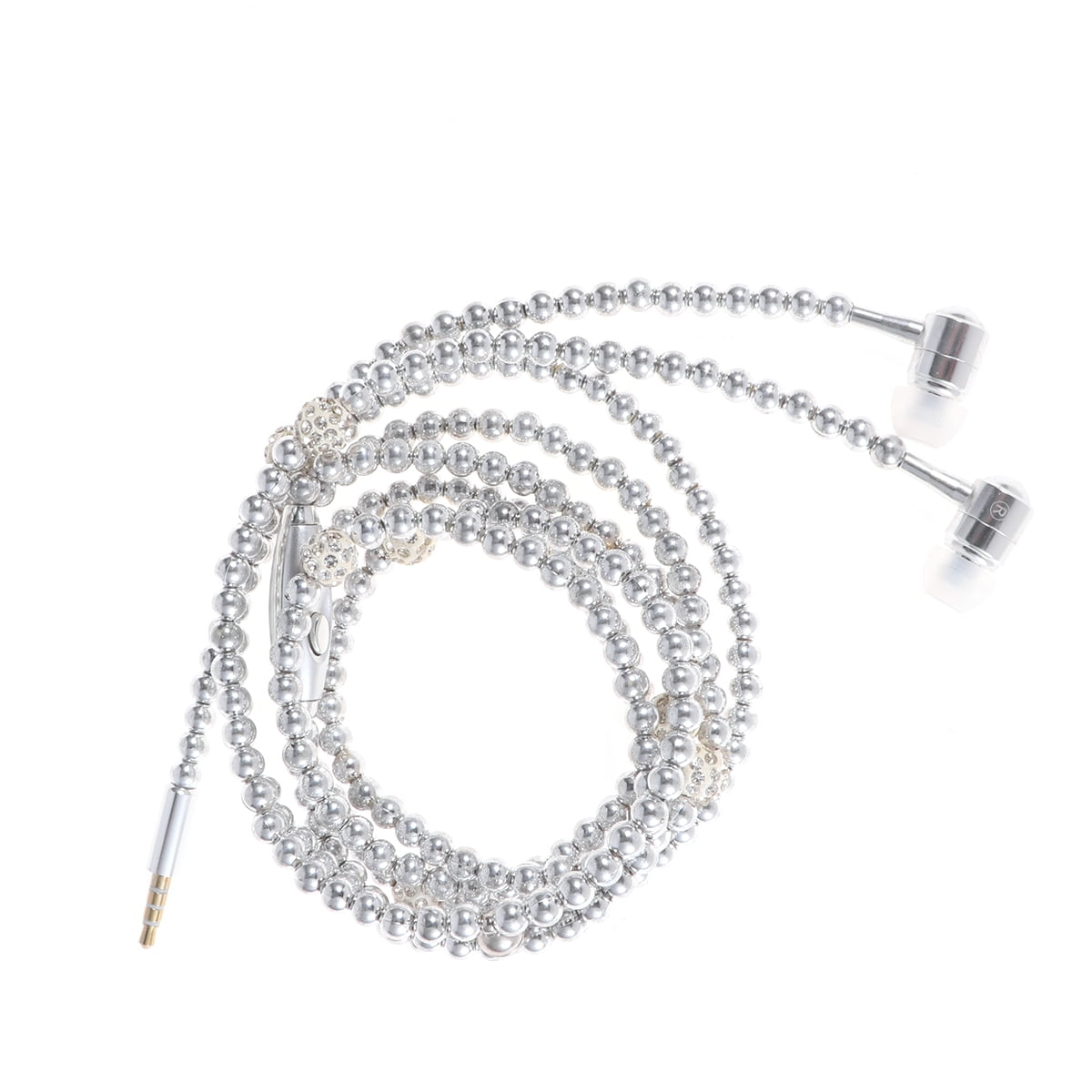 Pearl Chain Design Wired In-Ear Headset with Mic Universal Hands-Free ...