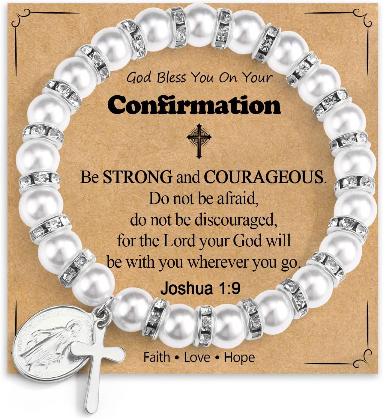 Pearl Cross Charm Bracelet, Baptism First Communion Easter Confirmation ...