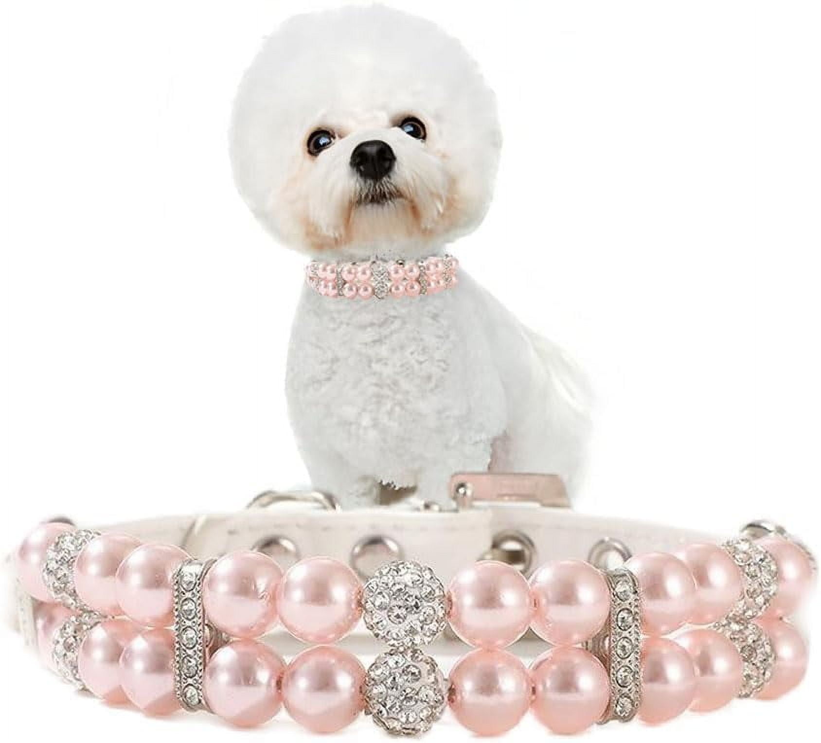 Pearl Dog Collars for Small Dogs, Bling Rhinestone Cat Necklace Cute ...