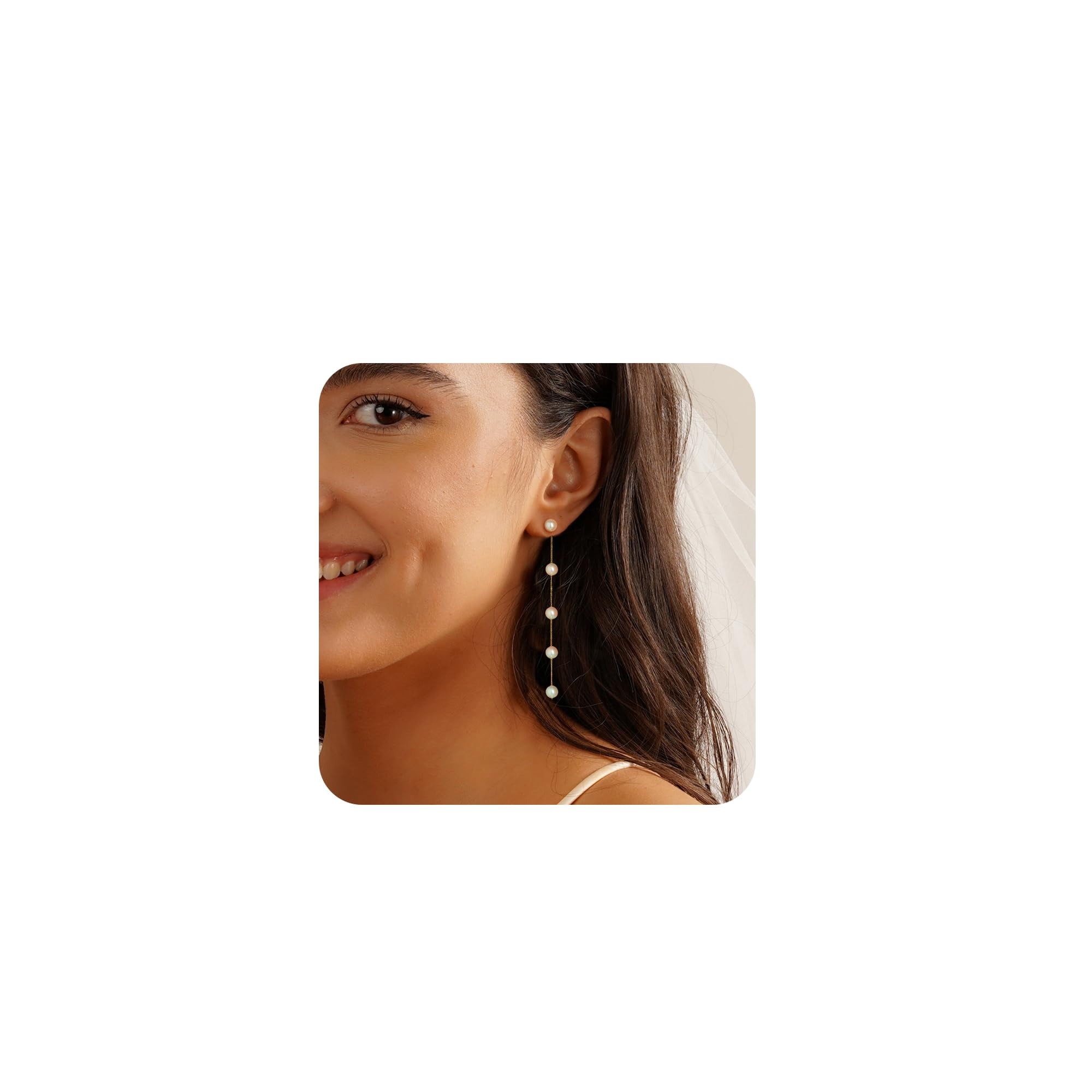 Pearl Earrings, 4mm 5mm 6mm Pearl Drop Earrings for Women, 14k Gold ...