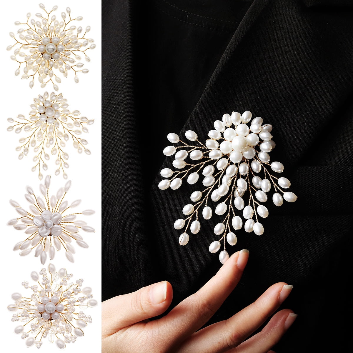 Pearl Floral Crystal Brooch Pin for Wedding Bridal Fashion Jewelry ...