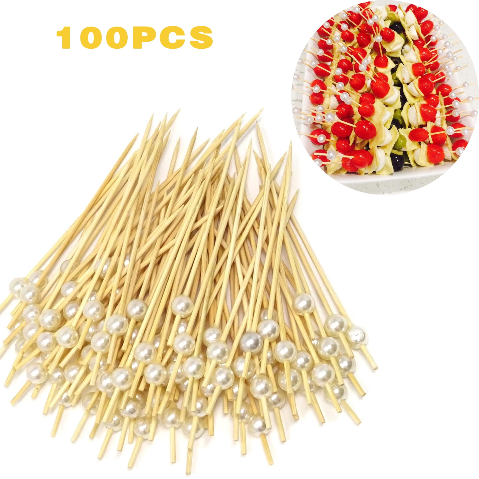 Pearl Fruit Pick Sticks GIXUSIL Cocktail Sticks 100 Pcs Appetizer ...