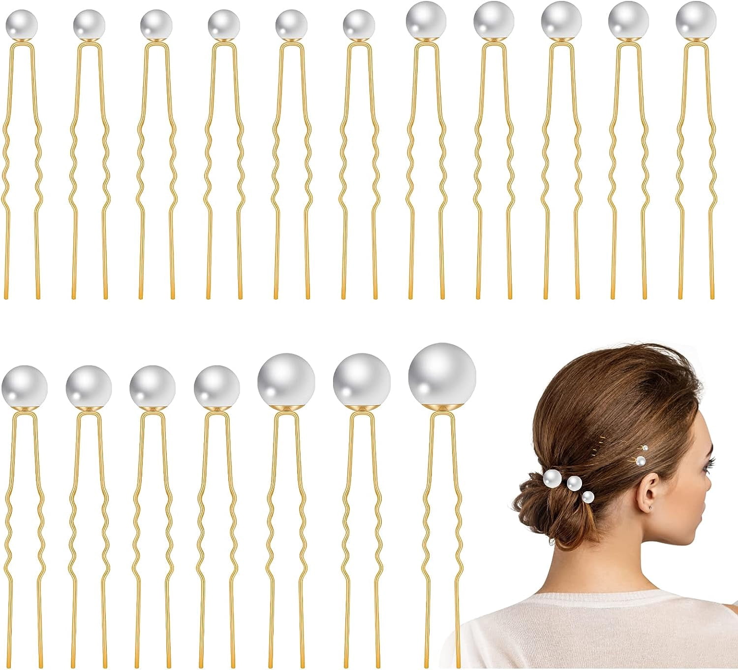 Pearl Hair Pins Bridal Hair Styling Pins,U Shaped Pearl Flower Bobby ...