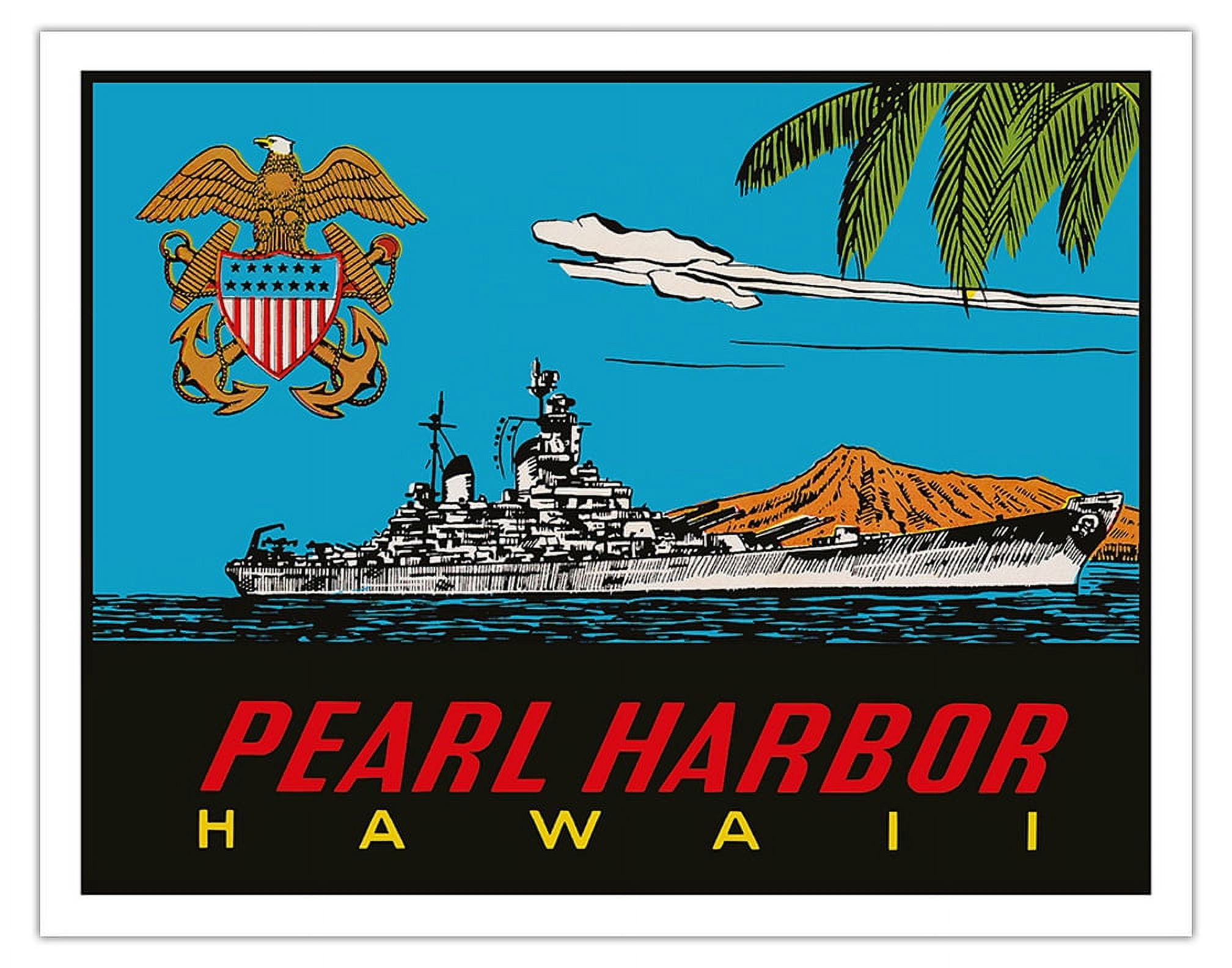 Pearl Harbor Hawaii - U.S. Navy Destroyer Battleship - Vintage Hawaiian ...