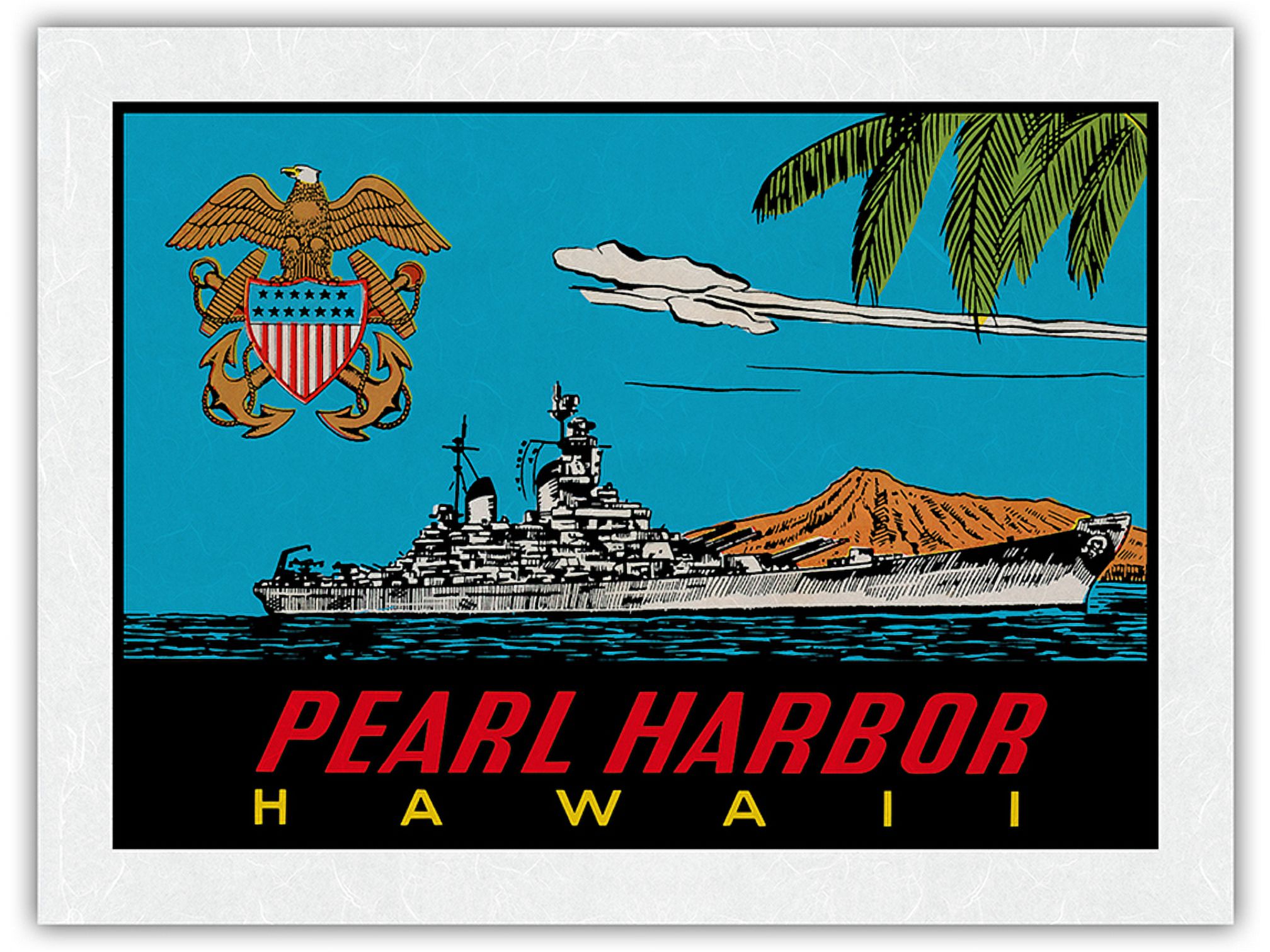 Pearl Harbor Hawaii - U.S. Navy Destroyer Battleship - Vintage Hawaiian ...
