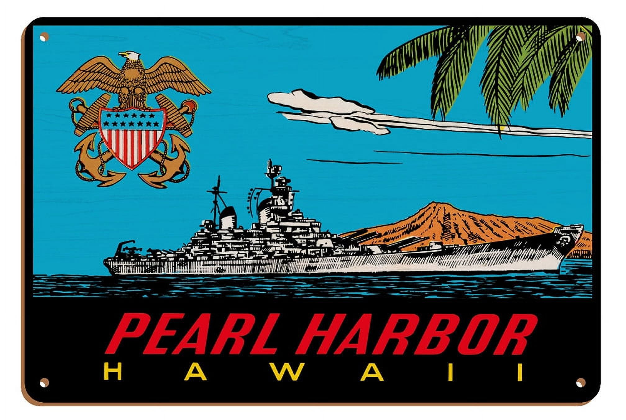 Pearl Harbor Hawaii - U.S. Navy Destroyer Battleship - Vintage Hawaiian ...