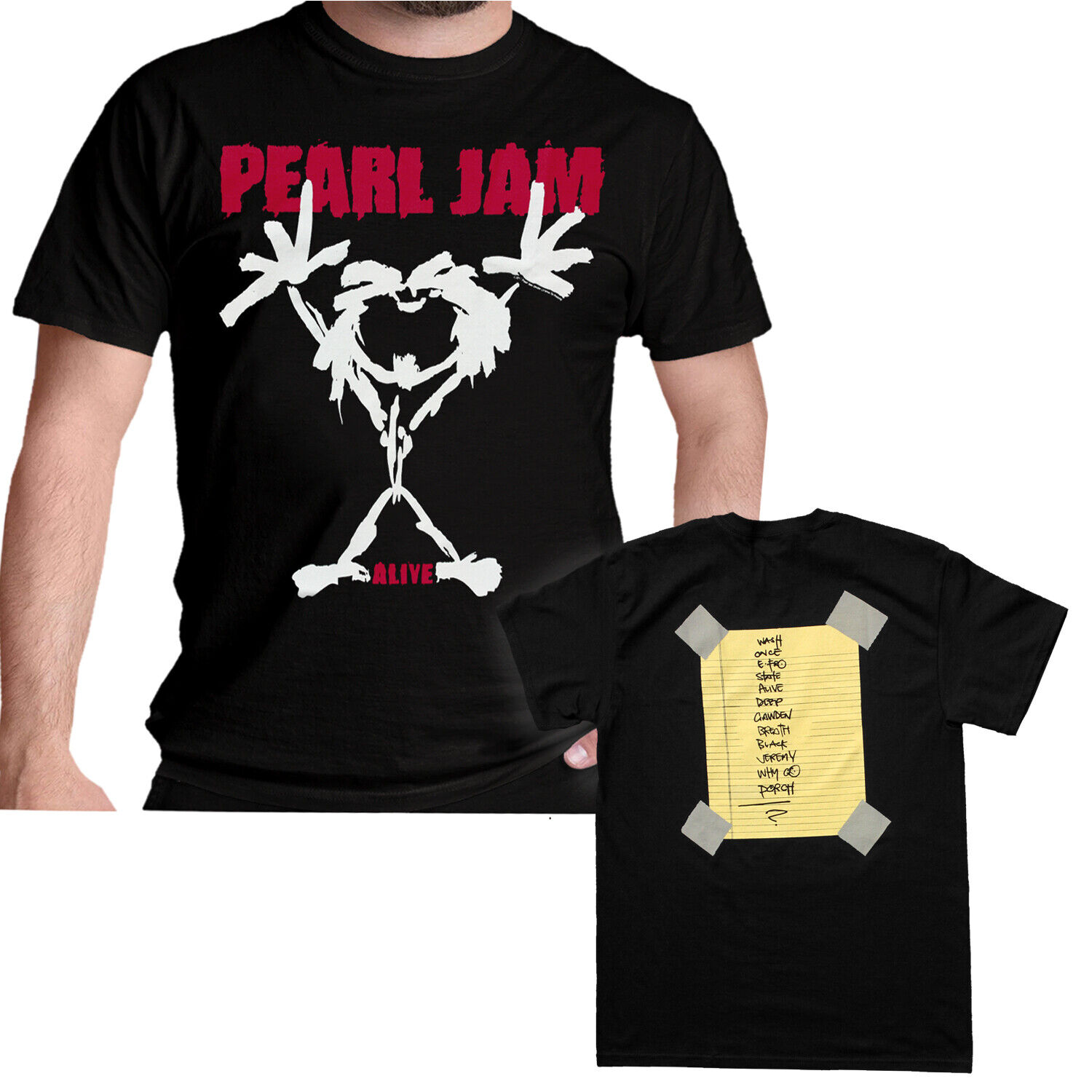 Pearl Jam Stickman T Shirt Alive Officially Licensed Mens Black Merch ...