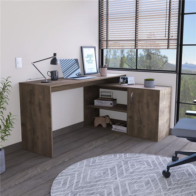 Pearl L-Shaped Desk, Dark Brown - Walmart.com
