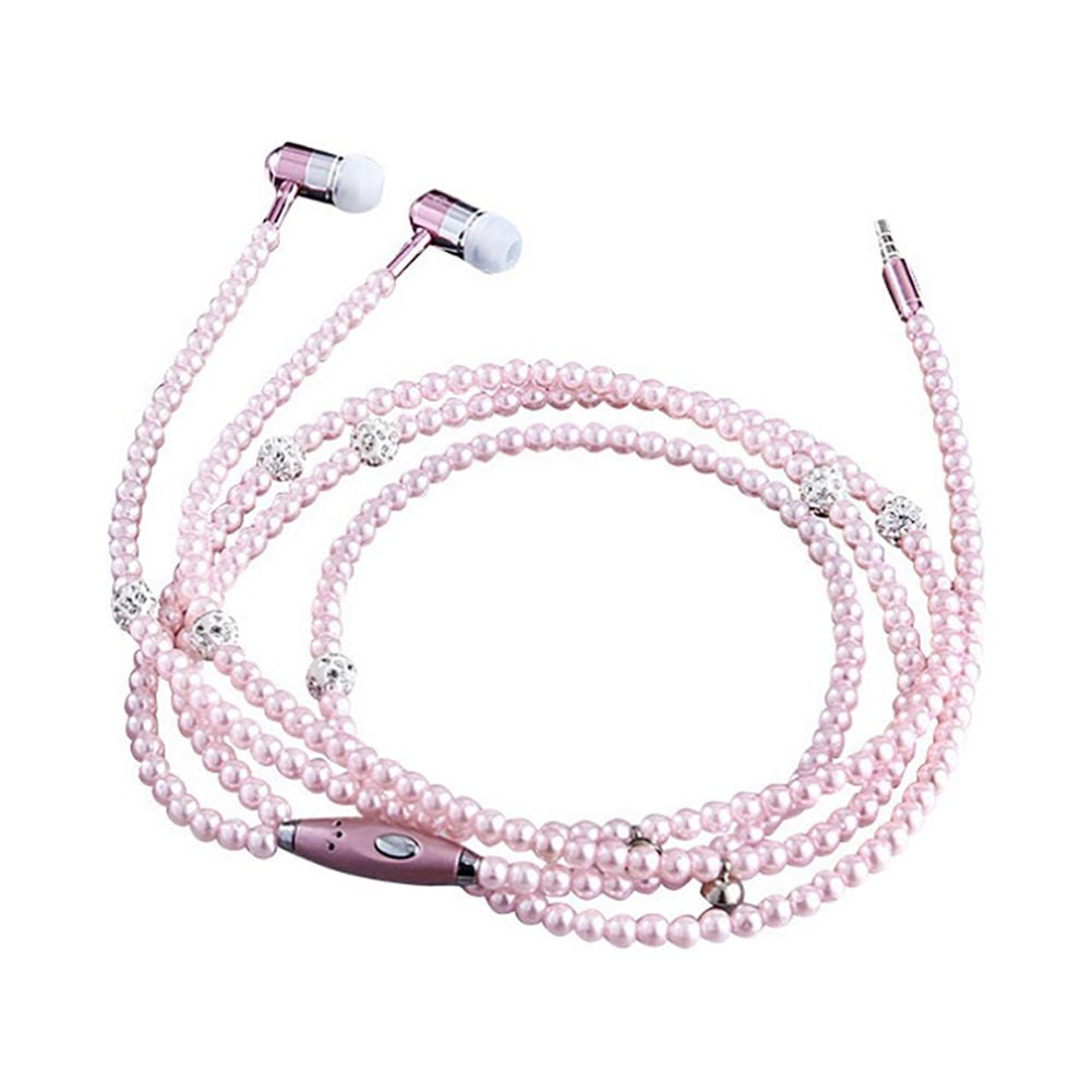 Pearl Necklace Earphones 3.5mm In Ear Stereo Headphone Bead Jewelry ...