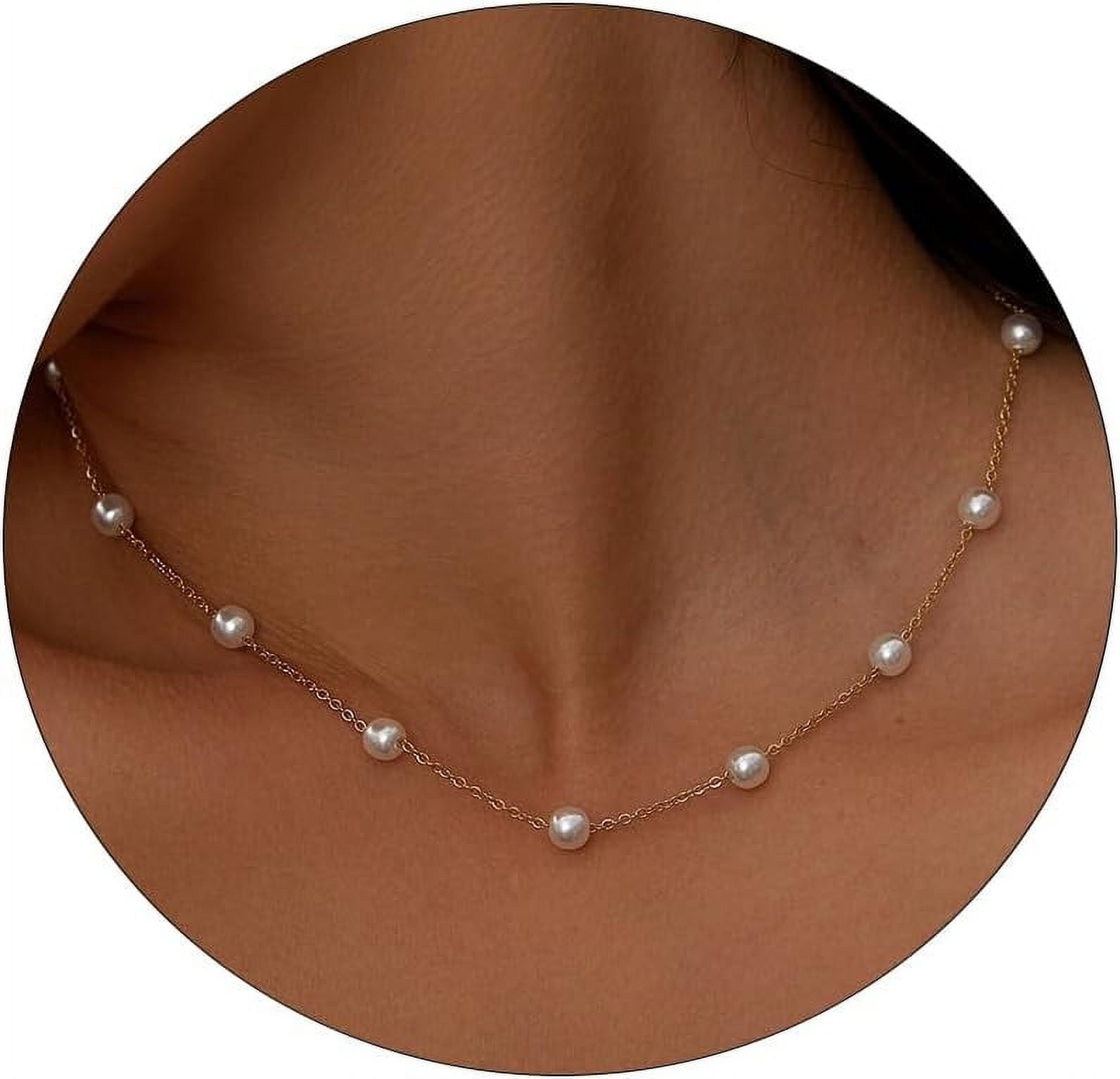 Pearl Necklace For Women, Dainty 14K Gold/Silver Plated Pearl Necklace ...