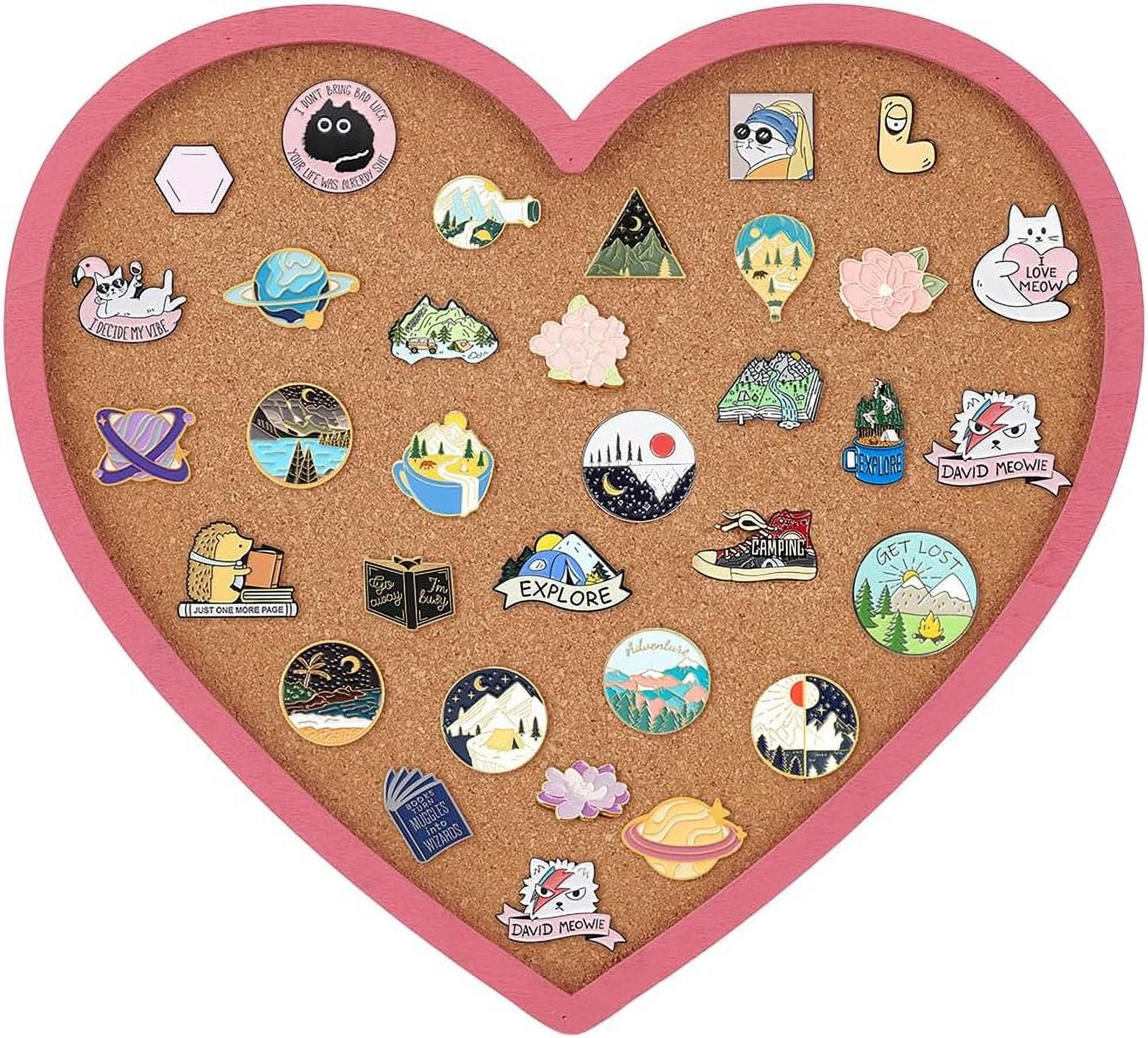 Pearl Pink Heart Pin Cork Board 11.8x10.7inch Bulletin Display Board ...