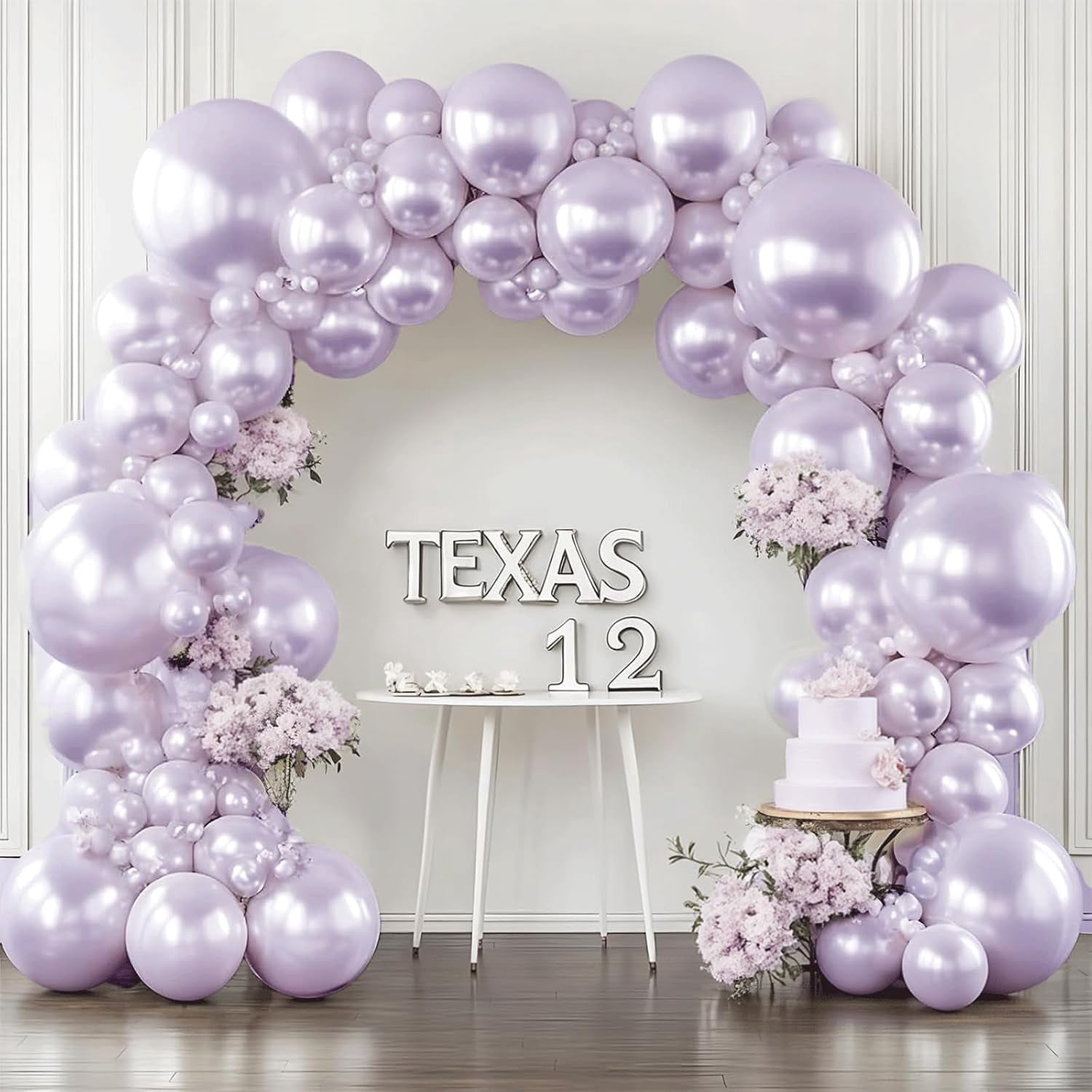 Pearl Purple Balloons Arch Kit, Double Stuffed Matte Pastel Light ...