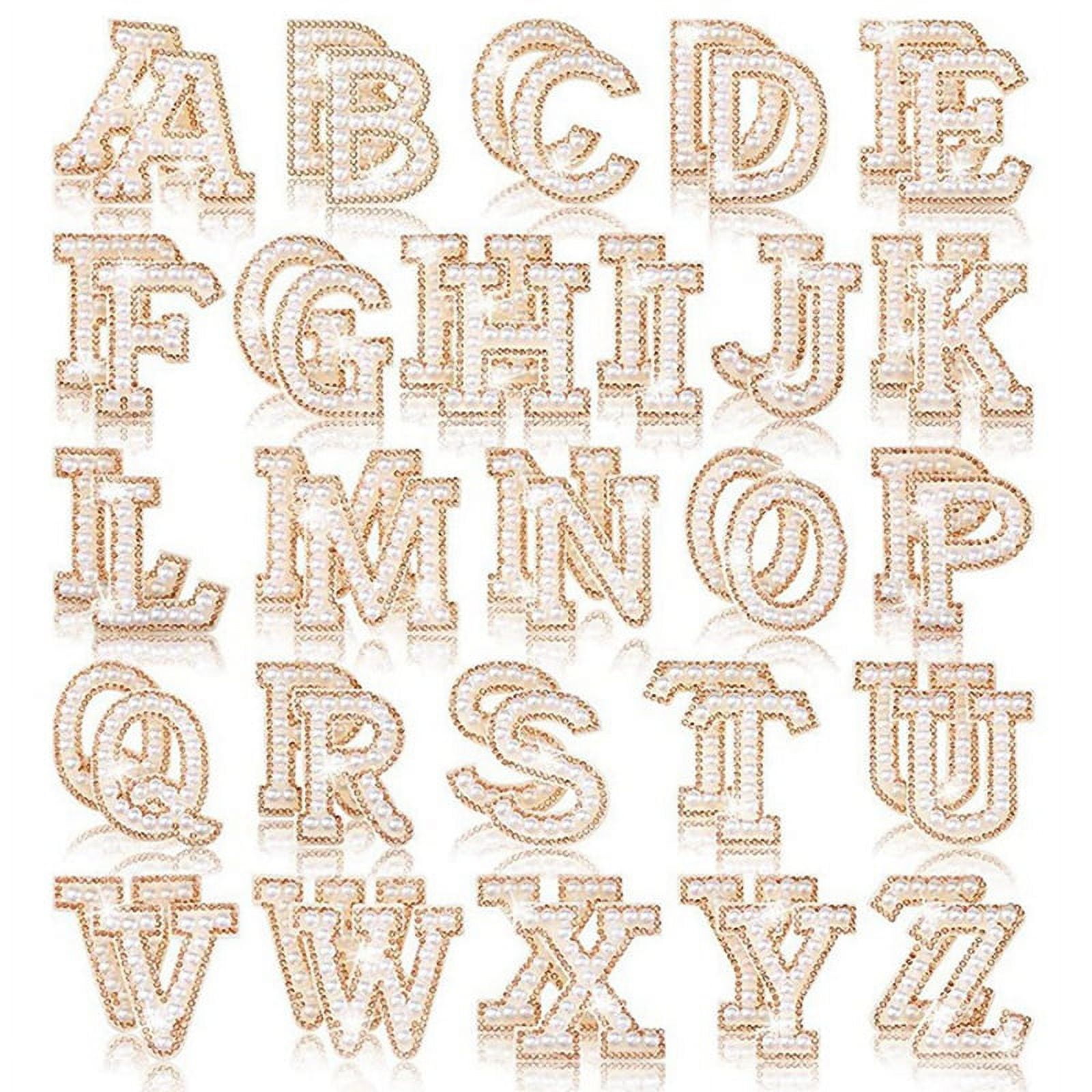 Pearl Rhinestone Letter Patches A-Z Bling Rhinestone Letter Stickers ...