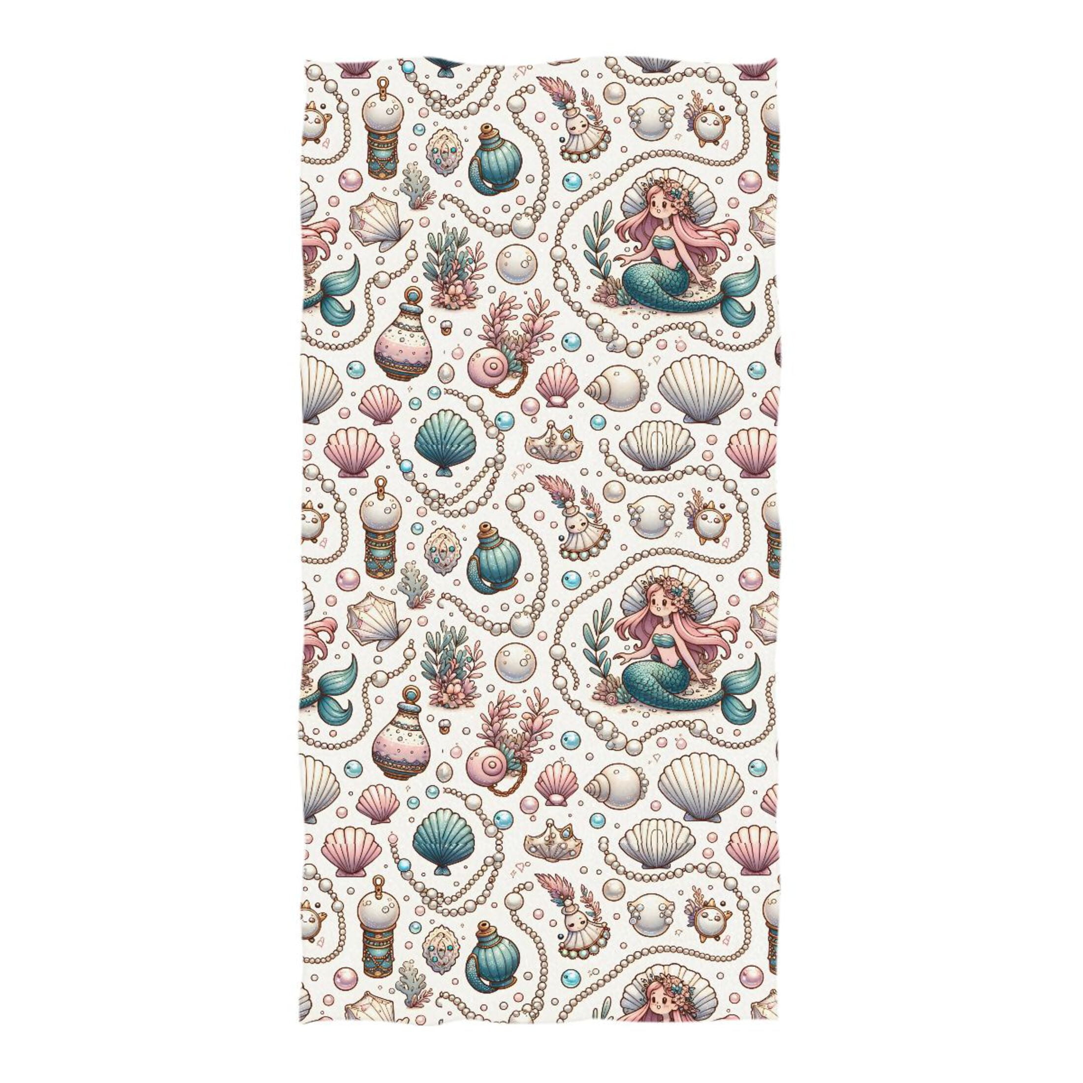 Pearl Shell Mermaid Plant Beach Towel Oversized 74"x37" Pool Towels ...