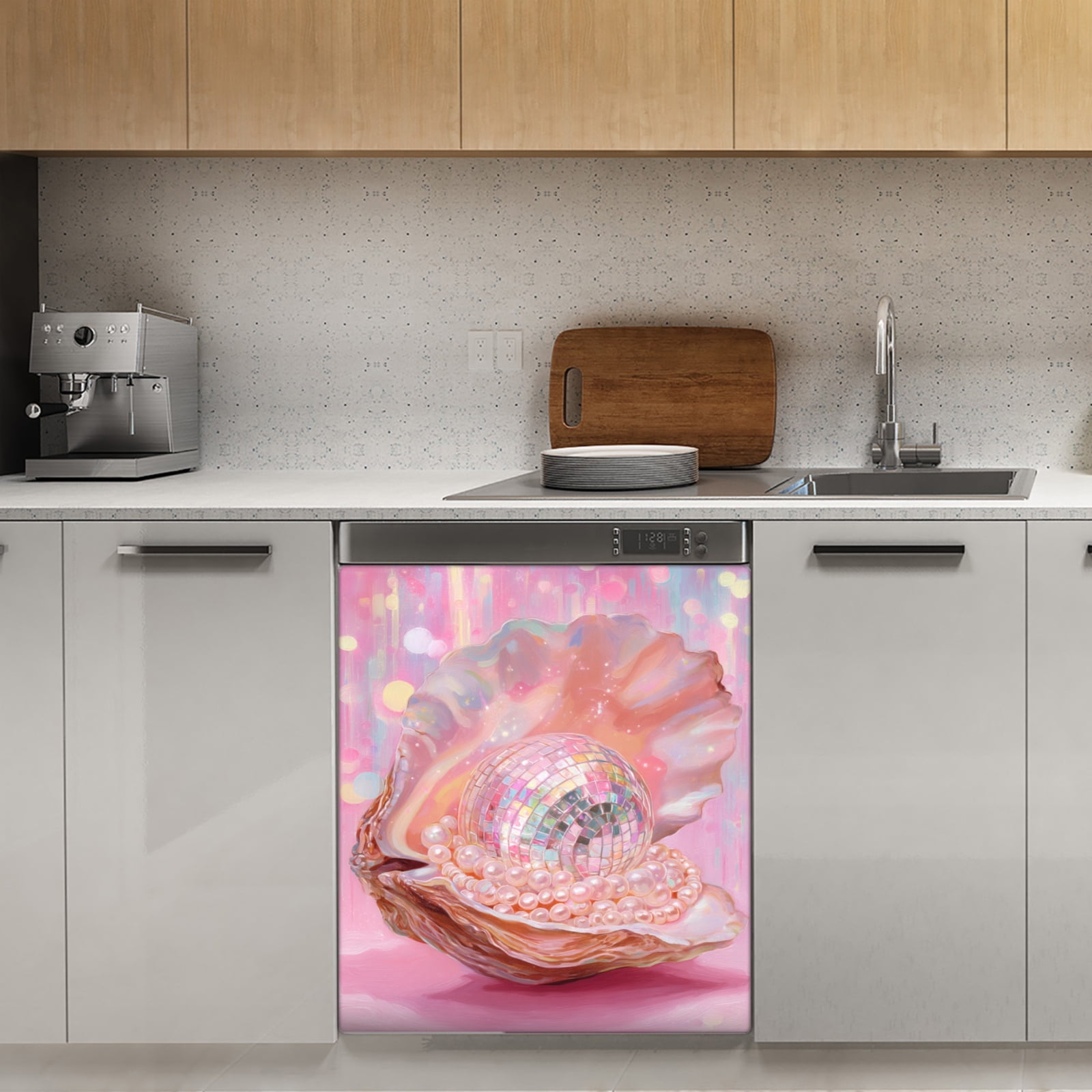 Pearl Shell with Disco Ball Dishwasher Magnet Cover Decorative Sticker ...