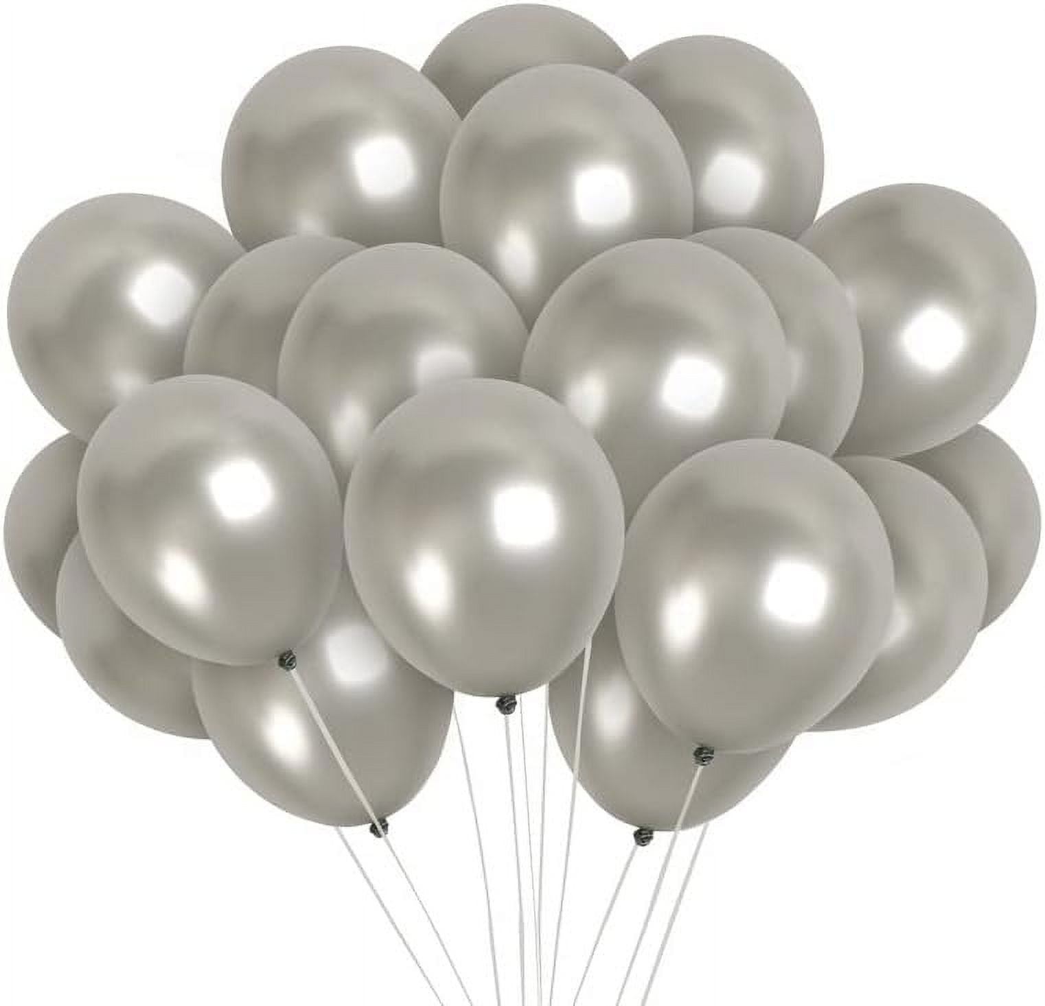 Pearl Silver Balloons - 12 Inch Latex Balloons - 100 Pack - Walmart.com