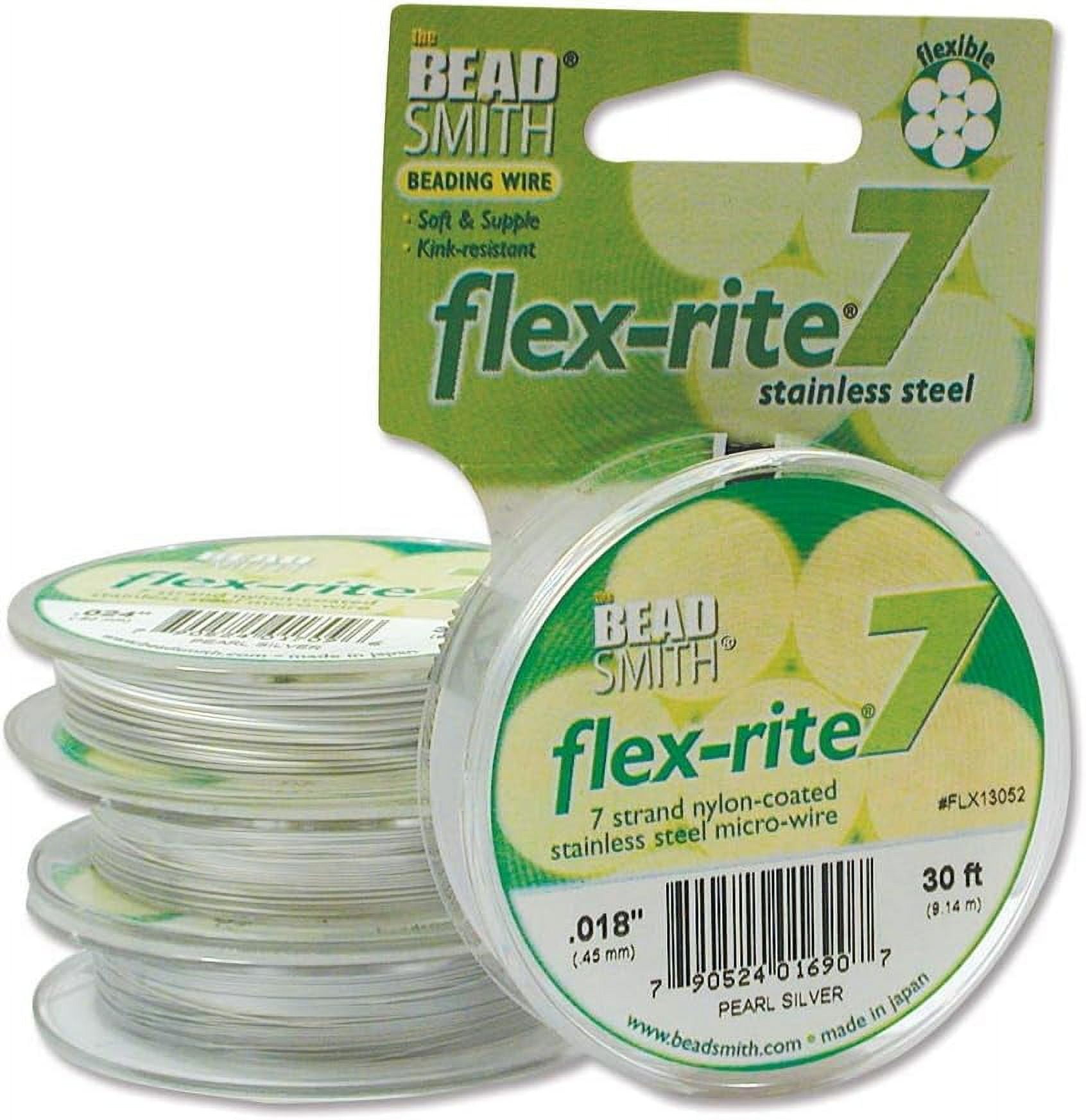 Pearl Silver Flex Rite Beading Wire .018" 30' 7 strand 20.6lb Break ...