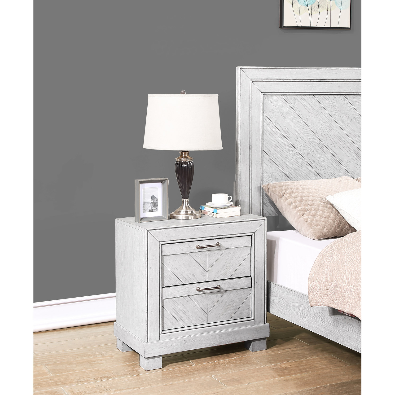 Pearl Silver Nightstand | Made of Asian Hardwoods and Oak Veneers, with ...