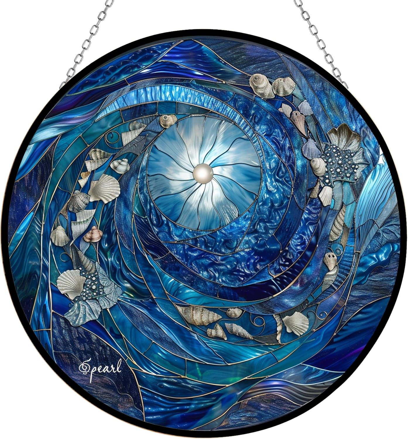 Pearl Stained Glass Window Hanging, Suncatcher for Women, Stained Glass ...