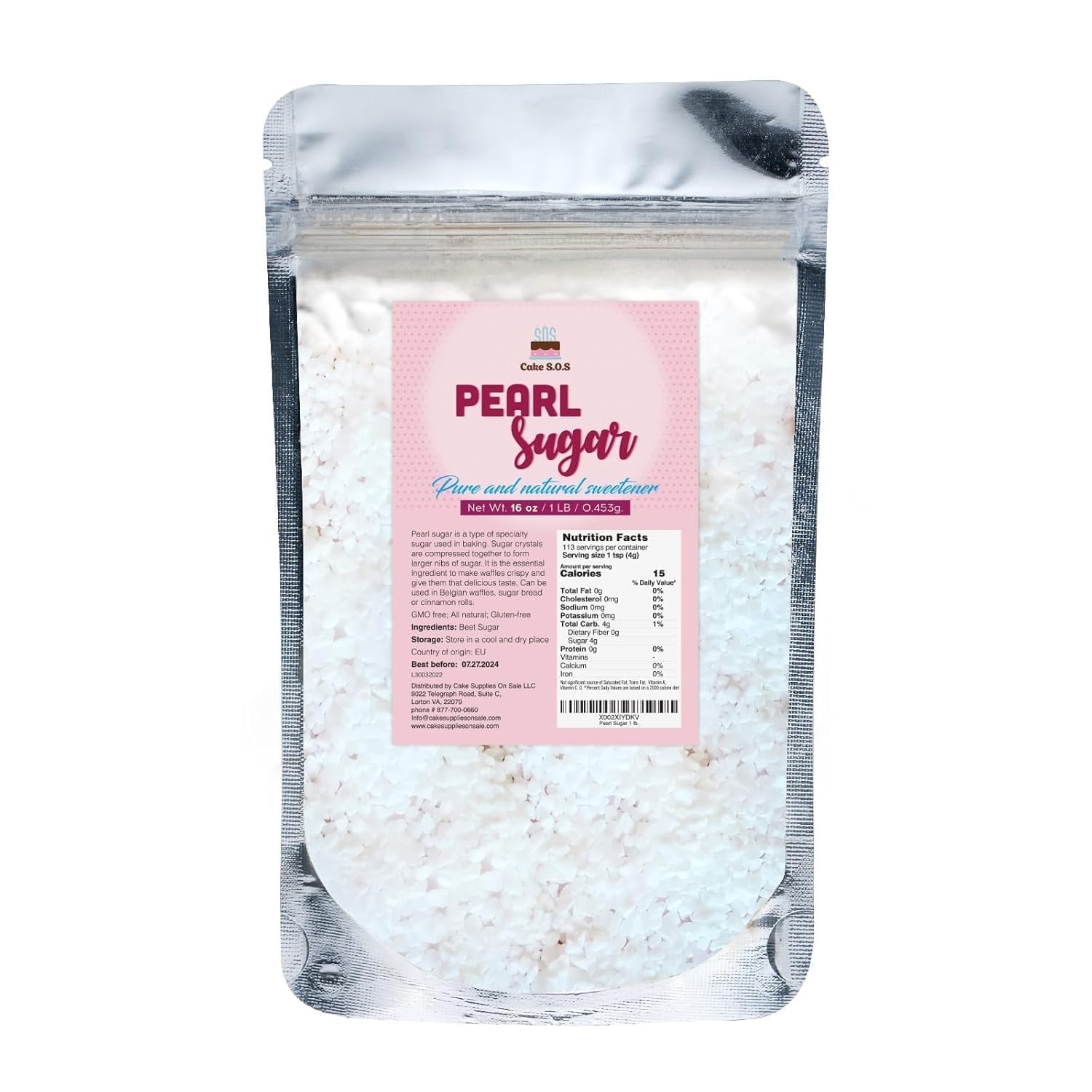 Cake S.O.S Belgian Pearl Sugar, 1 lb, Baking Sugar for Waffles and ...