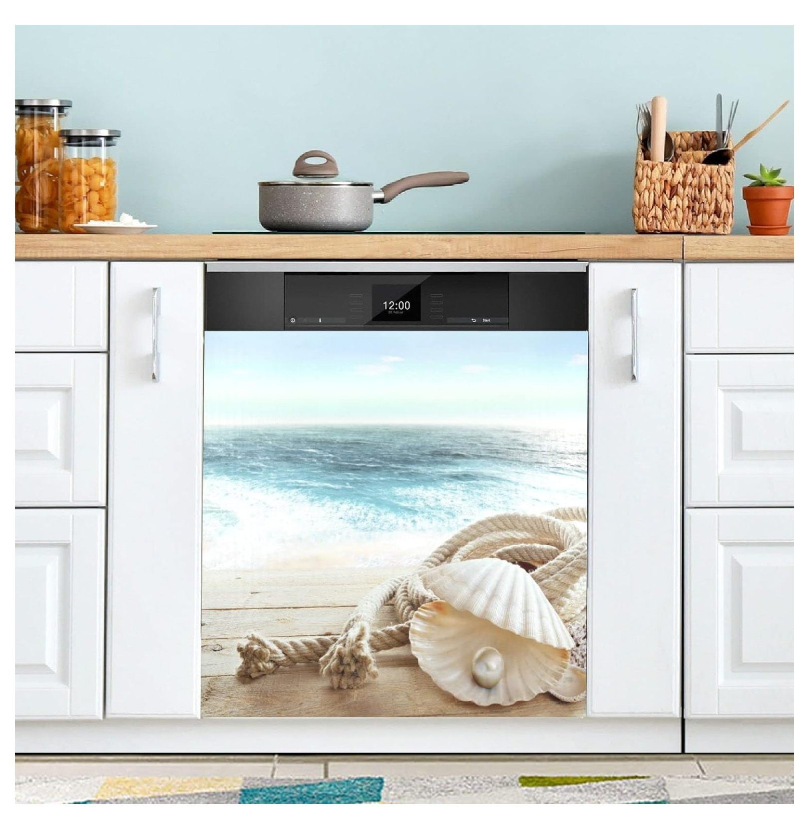 Pearl Summer Shell Magnetic Dishwasher Cover Ocean Beach Refrigerator ...