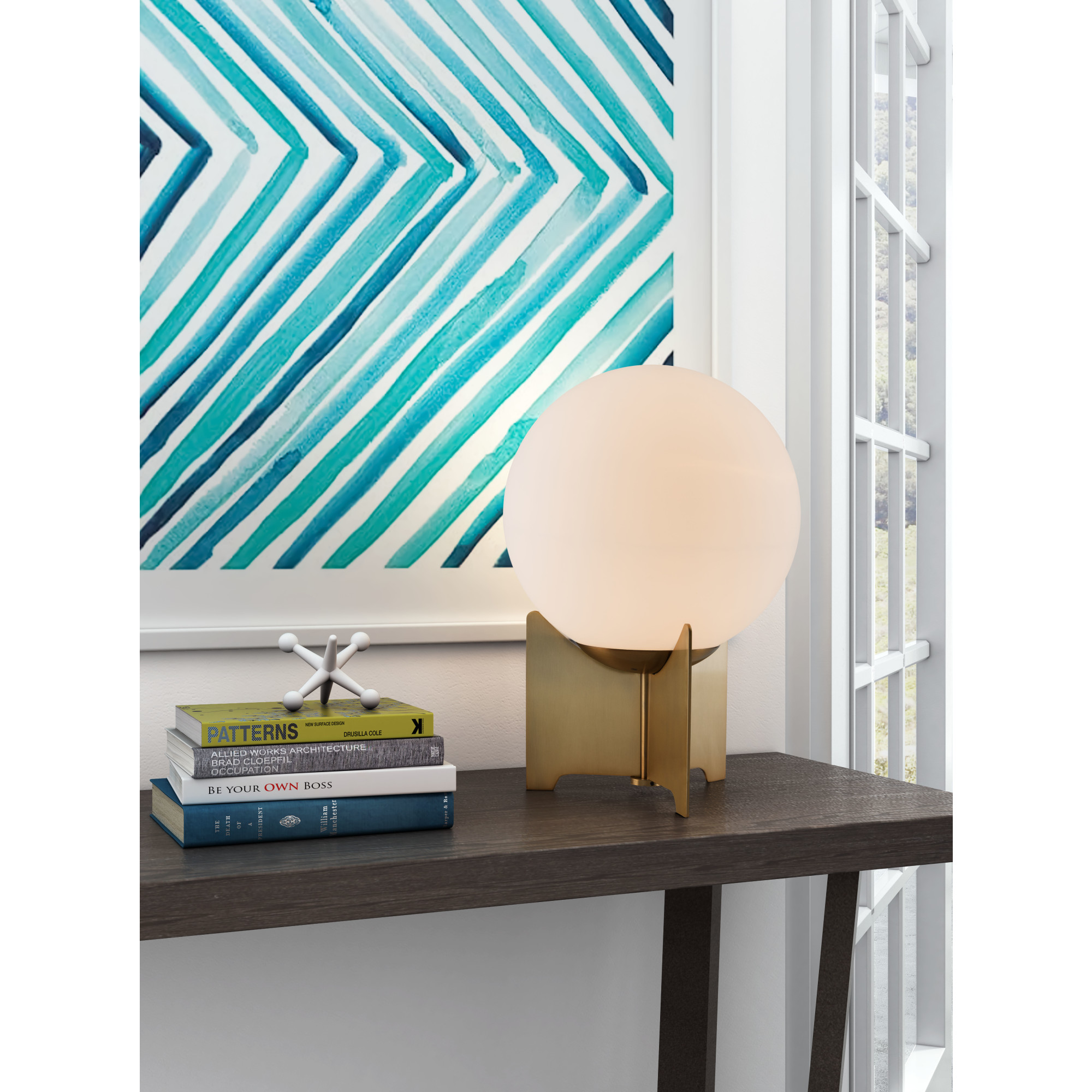 Pearl Table Lamp White & Brass Table Lamp, Modern Style, Works with ...