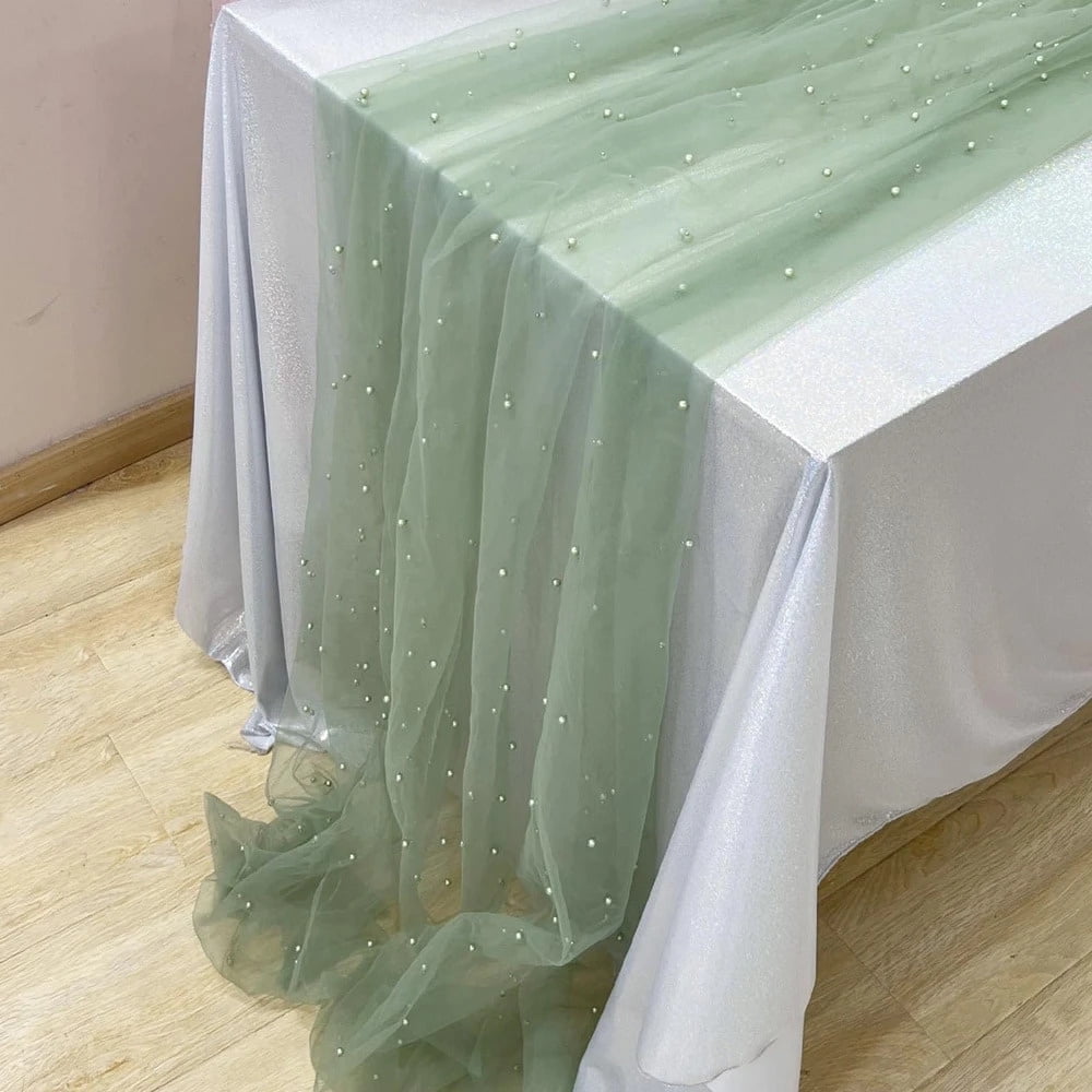 Pearl Tablecloth Bulk Table Runner Pearl Veil Lace Tulle Fabrics for ...