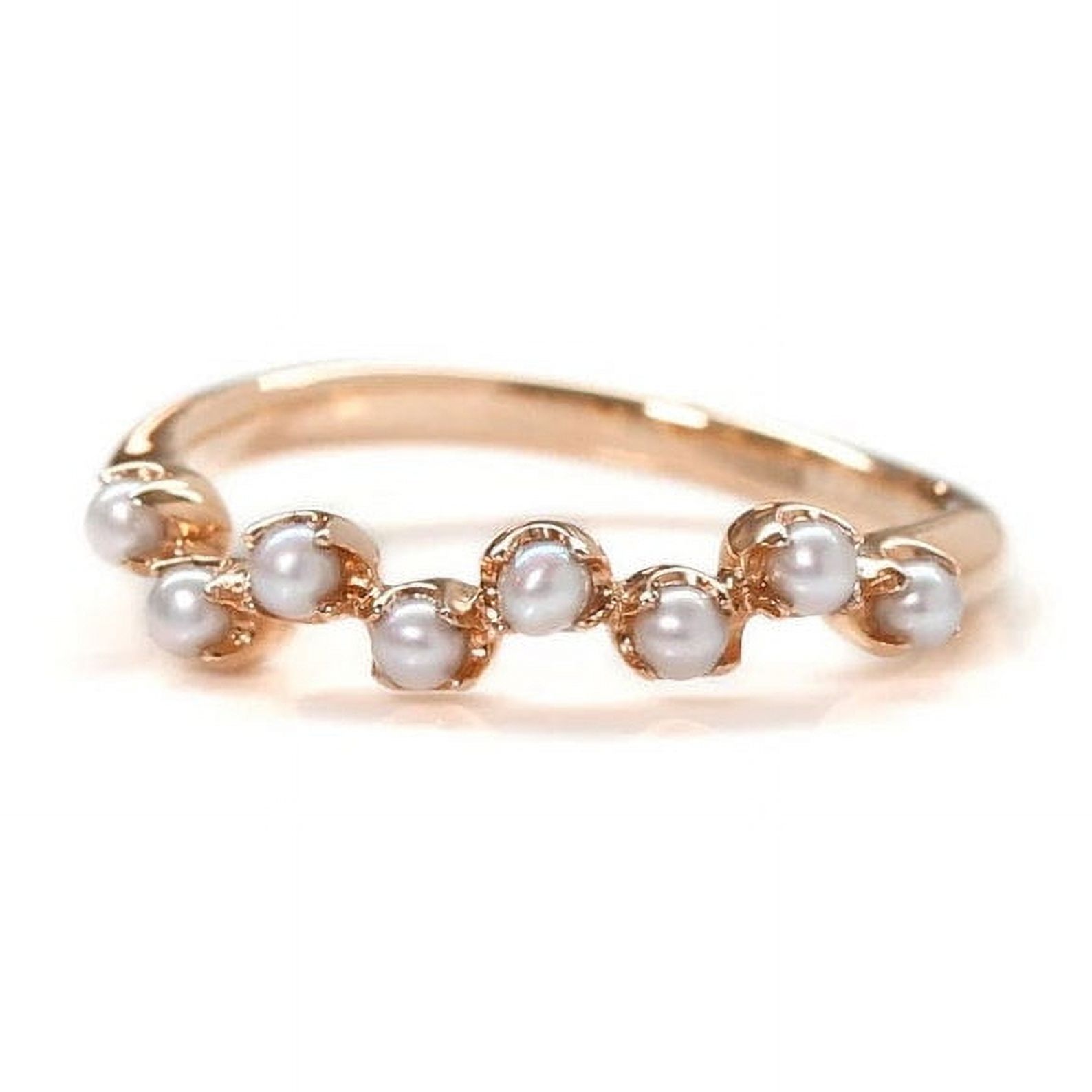 Pearl Wedding Ring, 14k Rose Gold Band, Silver Ring ,June Birthstone ...
