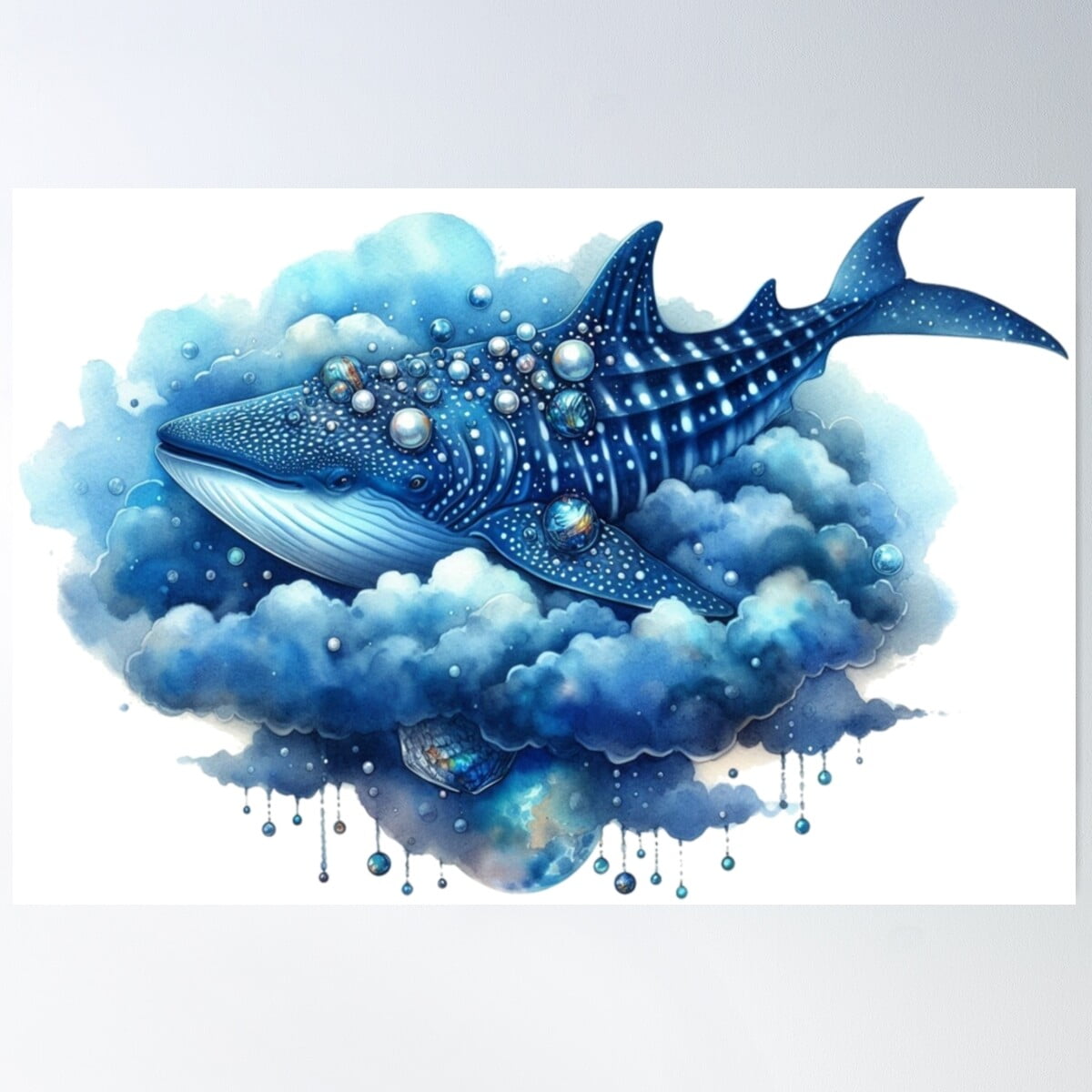 Pearl Whale Shark Poster Wall Art, Modern Wall Decor For Living Room ...