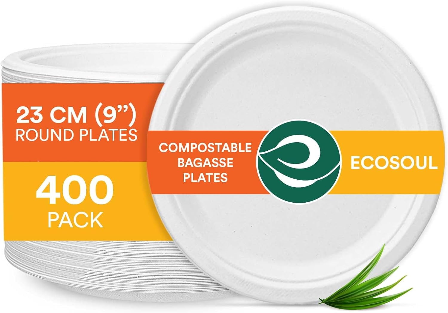 Pearl White 9 Inch 400 [4x100 Pc] Paper Plates (PFAS Free) | 100% ...