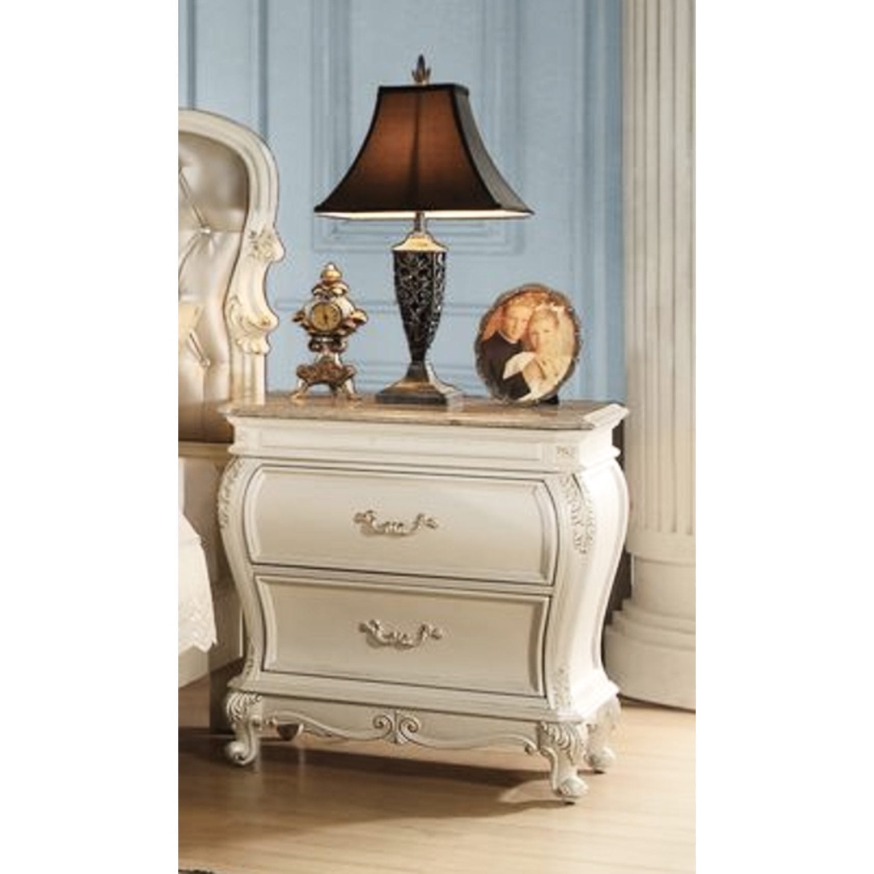 Pearl White Nightstand with Granite/Keep Bedside Items Organized ...
