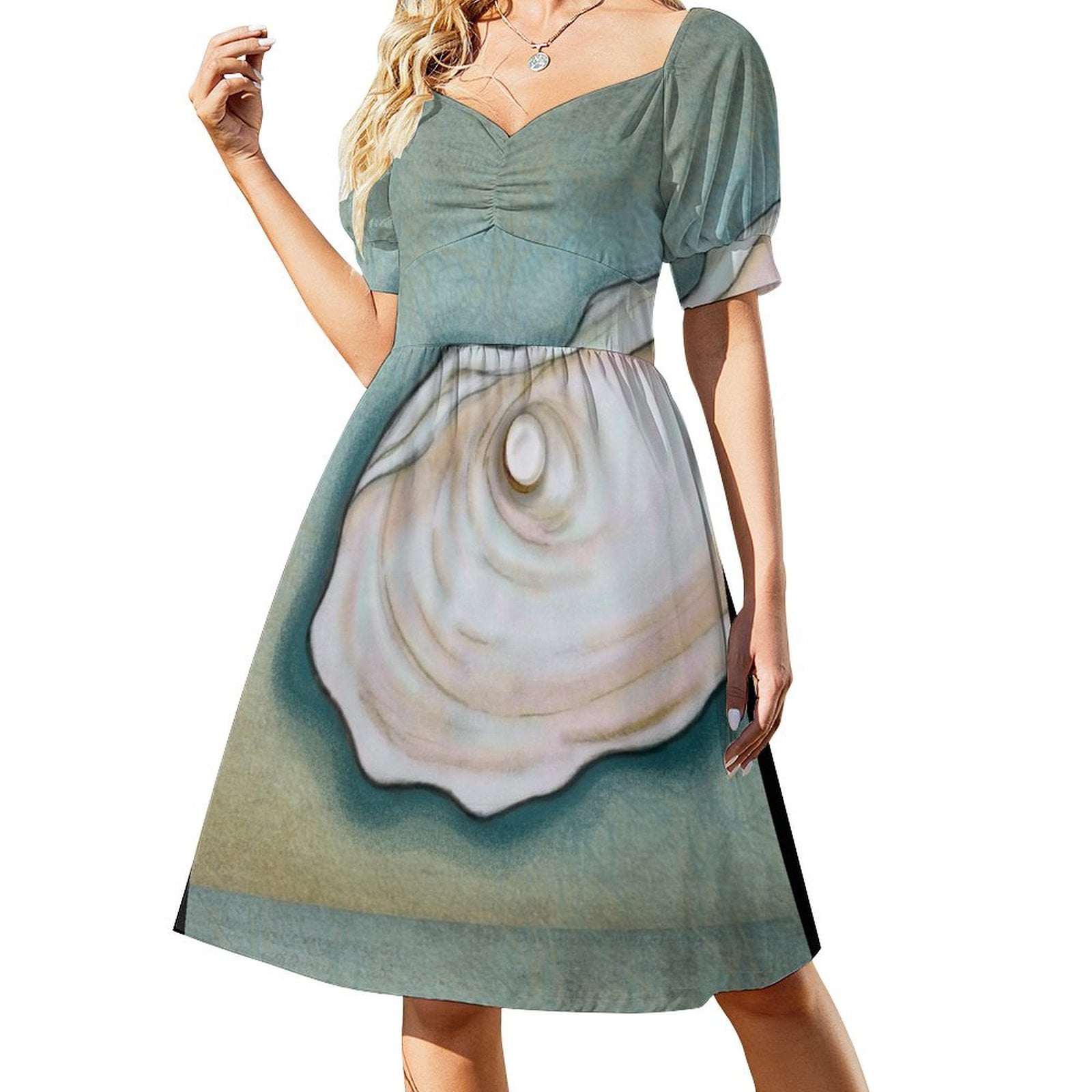 Pearl in Oyster Shell Short Sleeved Dress women's clothing summer 2025 ...