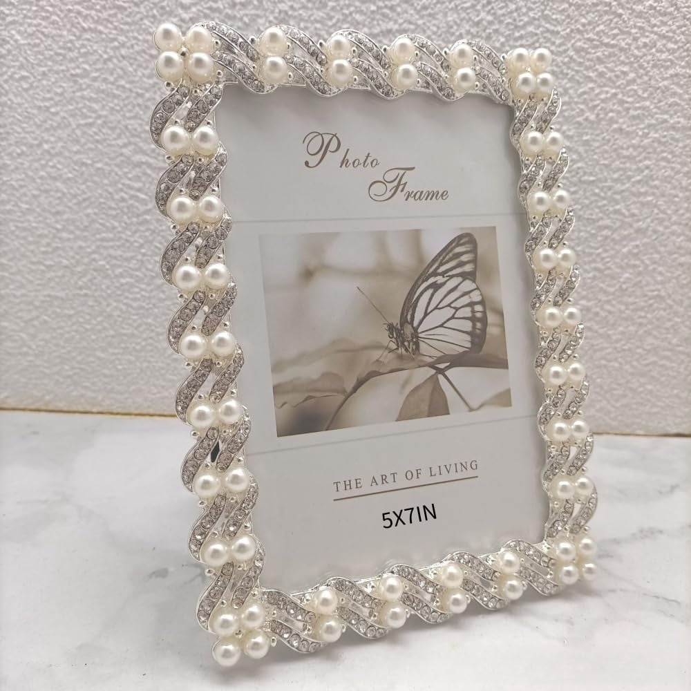 Pearl metal Photo Frame, 5x7 inch Silver Plated with High Definition ...