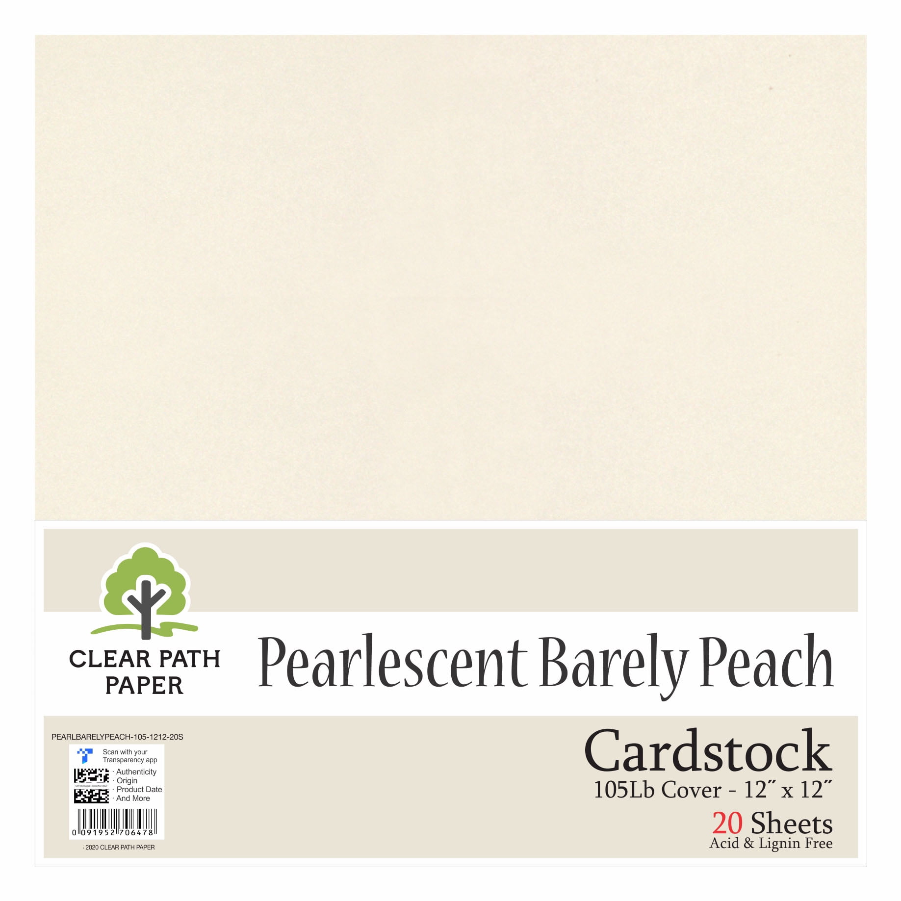 Pearlescent Barely Peach Cardstock - 12 x 12 inch - 105Lb Cover - 20 ...