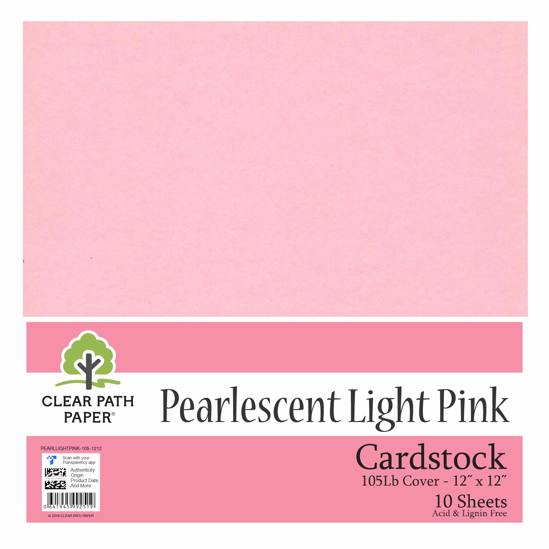 Pearlescent Light Pink Cardstock - 12 x 12 inch - 105Lb Cover - 10 ...