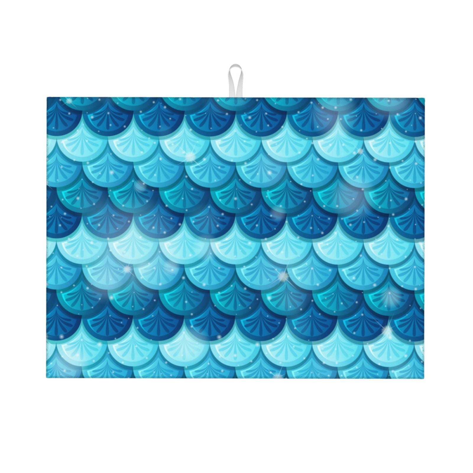 Pearlescent Mermaid Scales Fish Scale Large Kitchen Drying Mat 18x24 ...