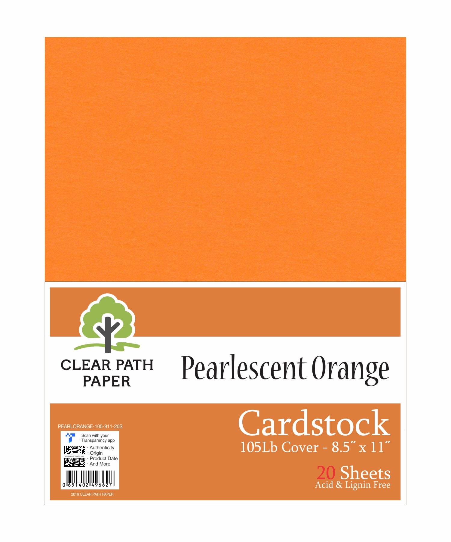 Pearlescent Orange Cardstock - 8.5 x 11 inch - 105Lb Cover - 20 Sheets ...