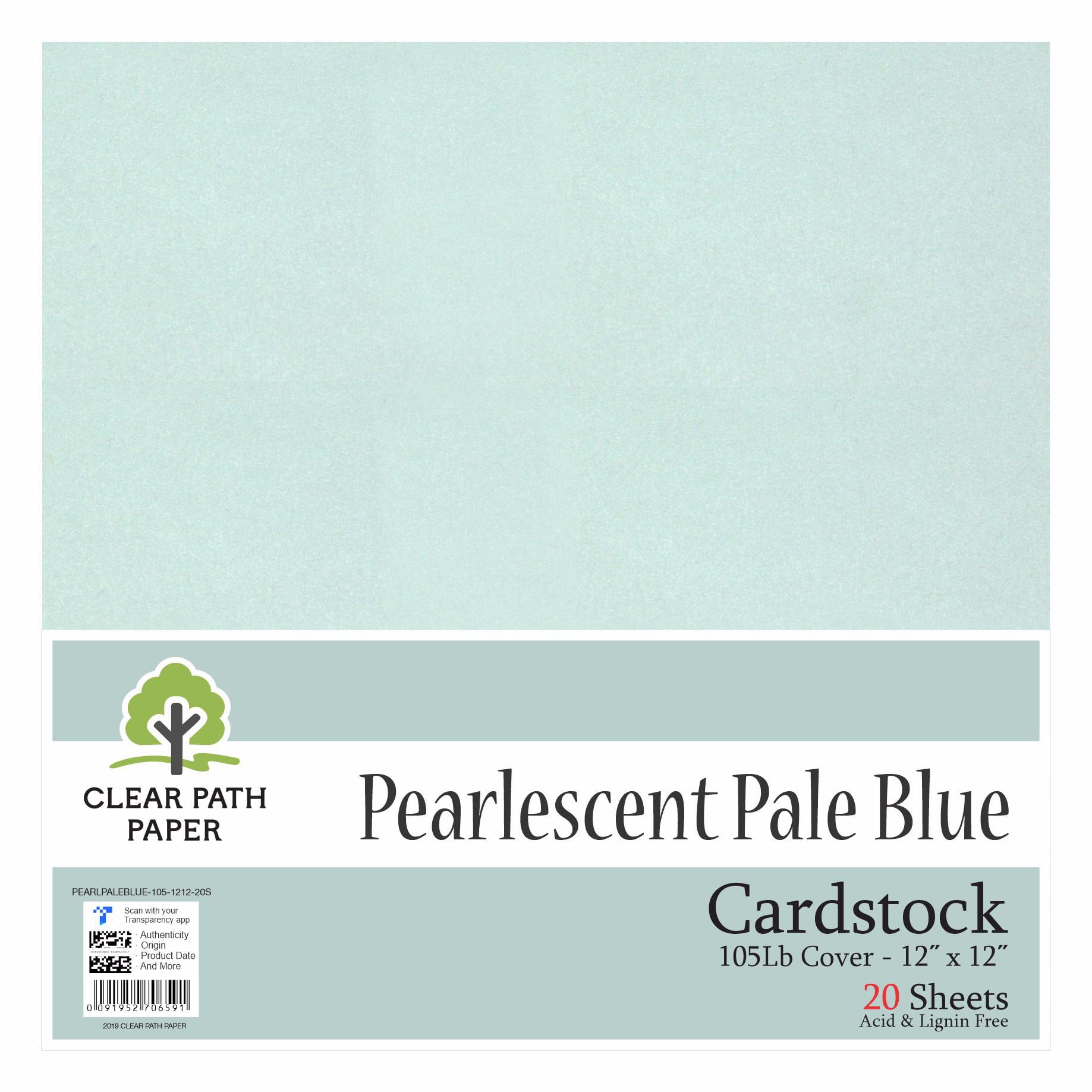 Pearlescent Pale Blue Cardstock - 12 x 12 inch - 105Lb Cover - 20 ...