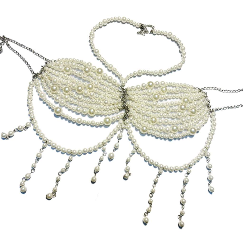 Pearls Body Chain Bra Bikinis Chain Chest Chain Fashion Body Chain ...