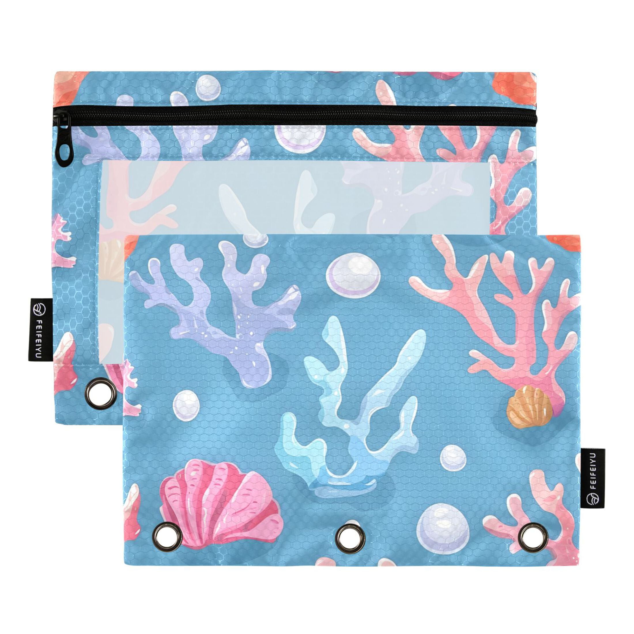 Pearls Corals Shells Cute Binder Pouches Zipper Pocket Document Storage ...
