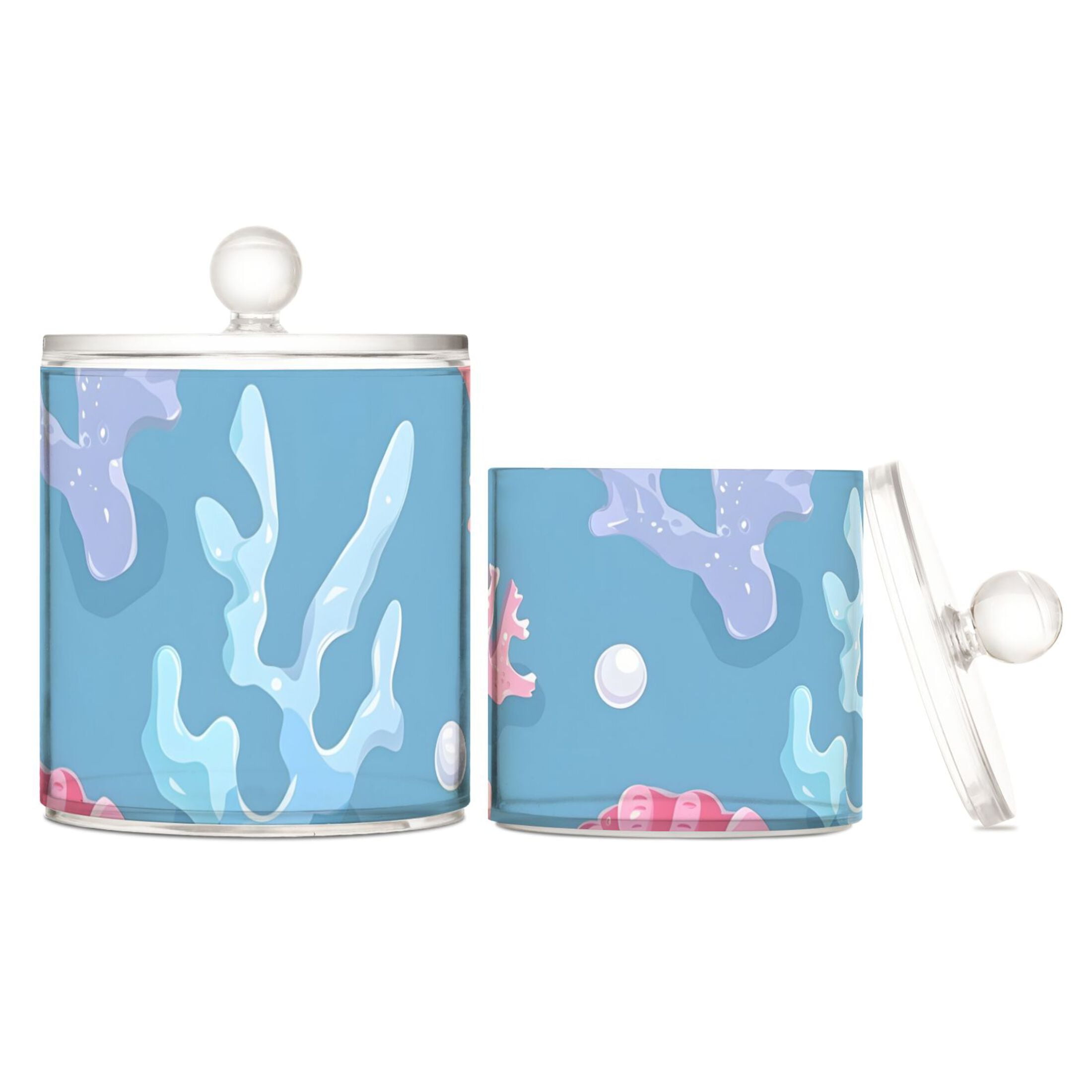 Pearls Corals Shells Cute Translucent Plastic Cans Storage Canisters ...