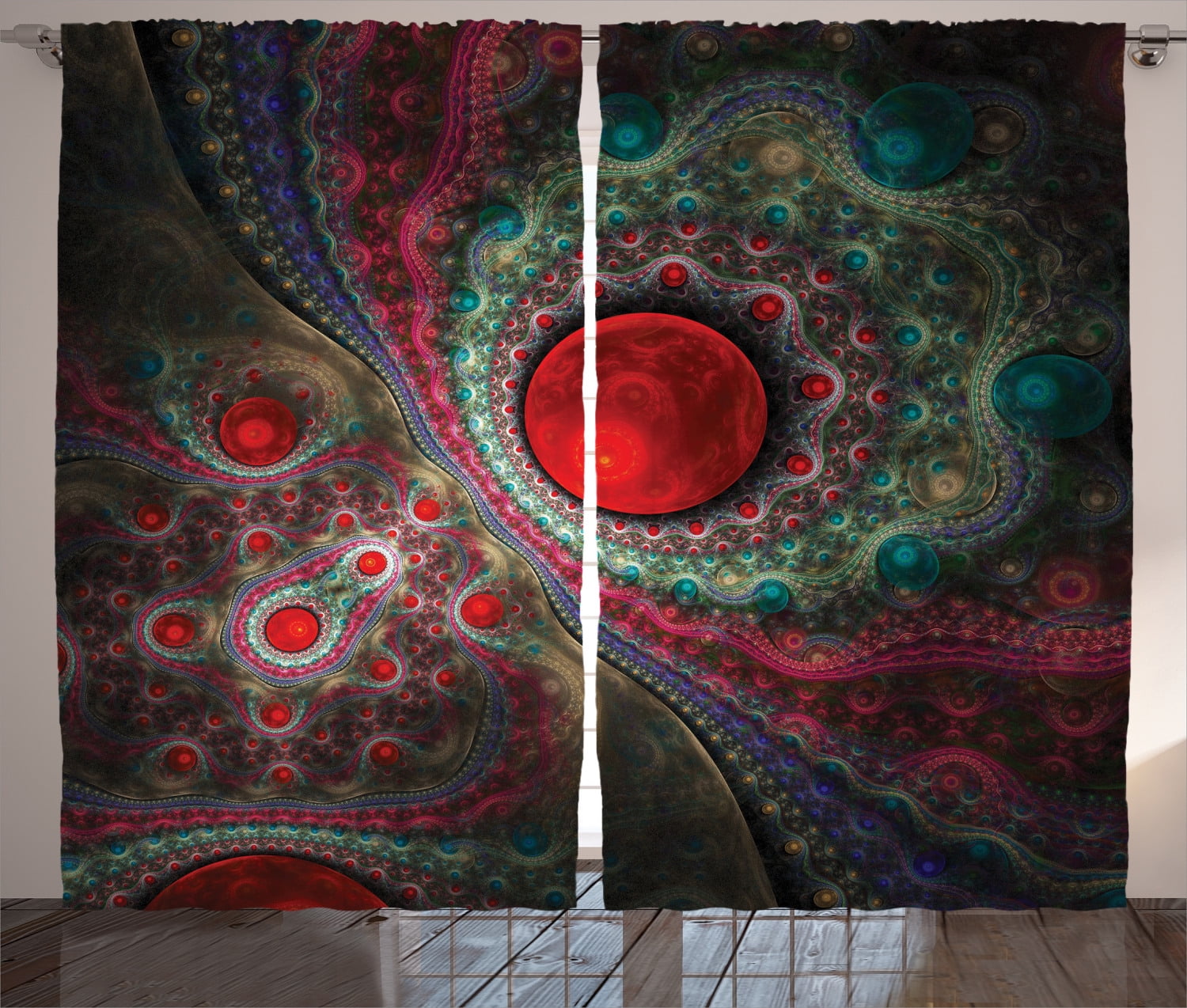 Ambesonne Pearls Curtains 2 Panel Set, Vintage Abstract Forms, 108" x ...