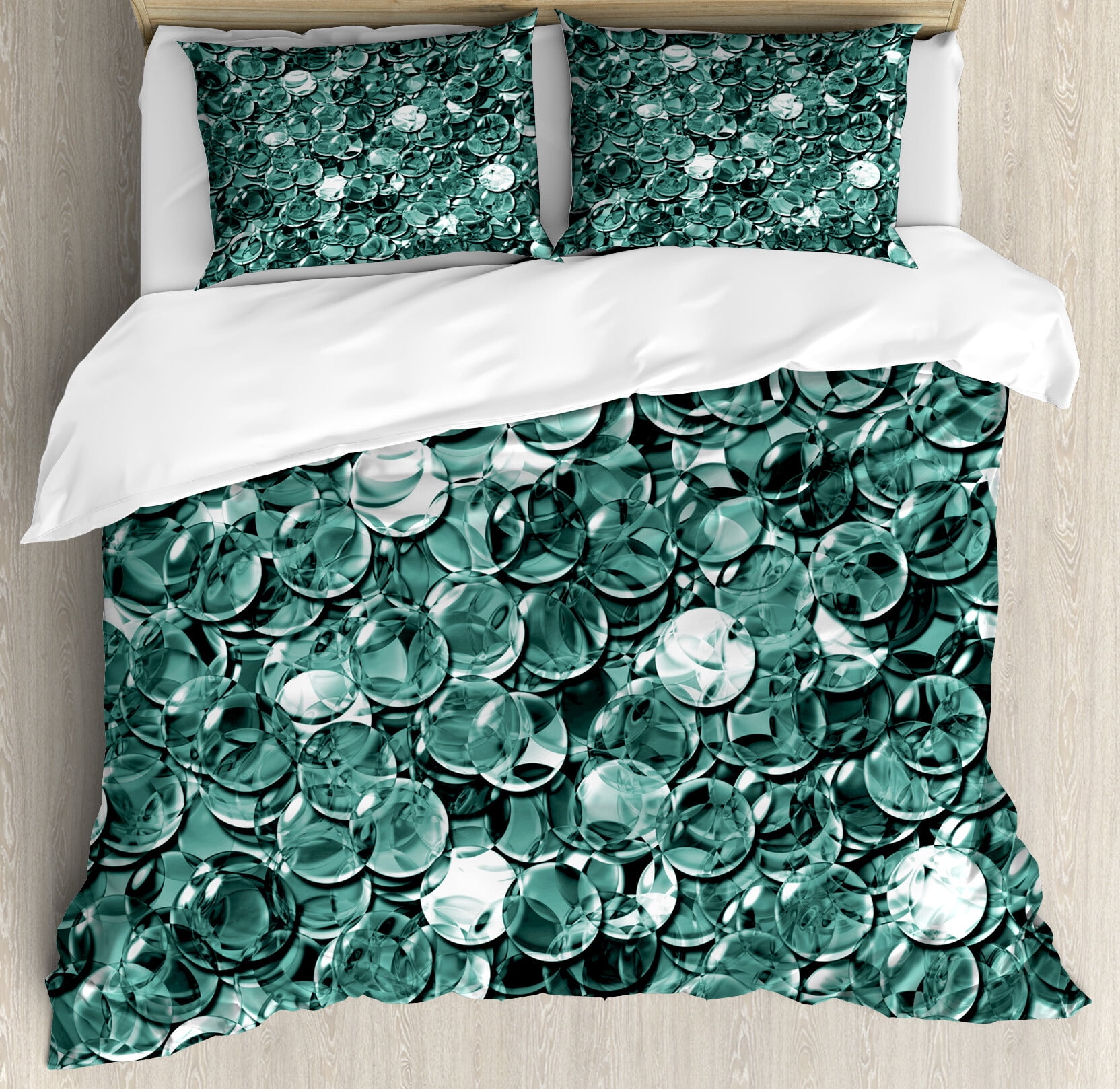 Pearls Duvet Cover Set, Crystal Clear Balls Coins Pattern Never Ending ...