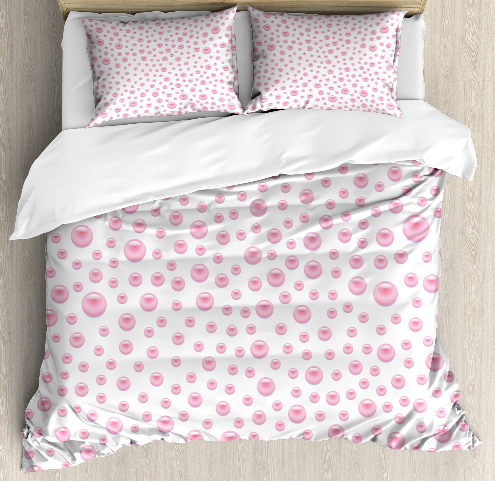 Pearls Duvet Cover Set, Pattern with Large Small Pink Color Pearls ...