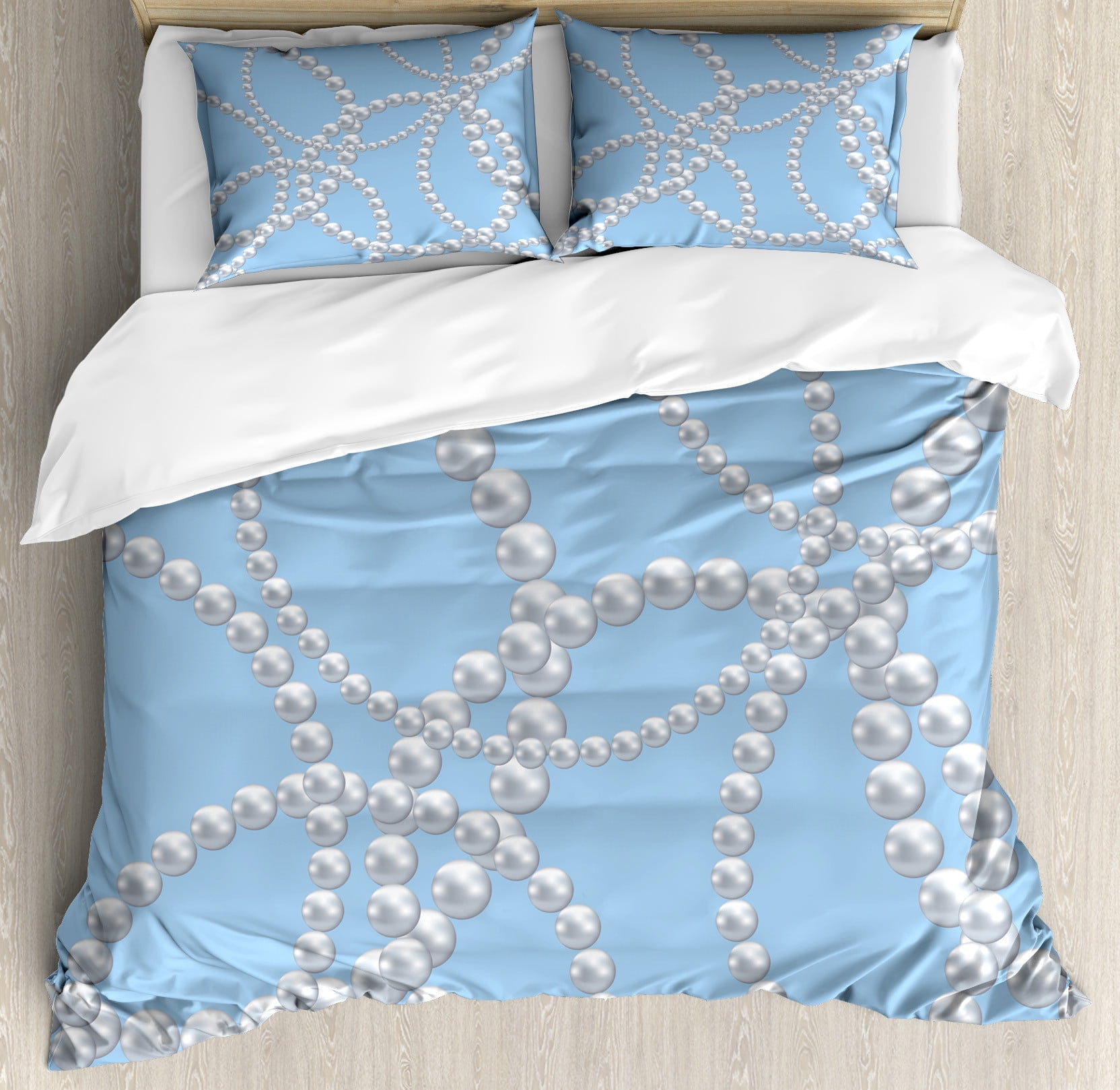 Pearls Duvet Cover Set, Pearl Necklace Bracelet Classic Women Bridal ...