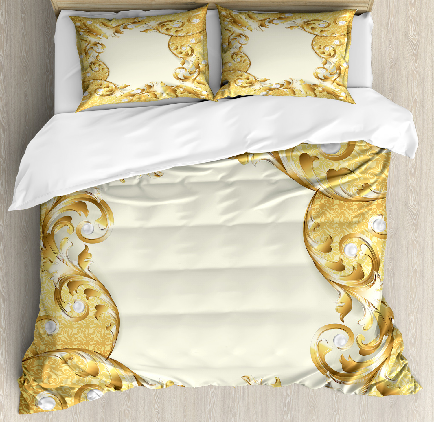 Pearls Duvet Cover Set Queen Size, Illustration of a Frame with ...