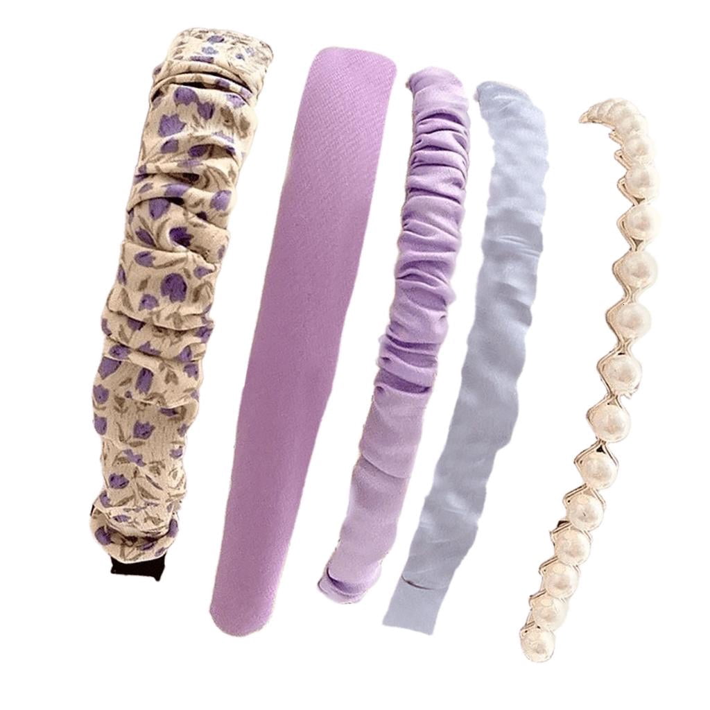 Pearls Hairband Collection Pack Of 5 Adjustable Soft Headpieces Blue ...