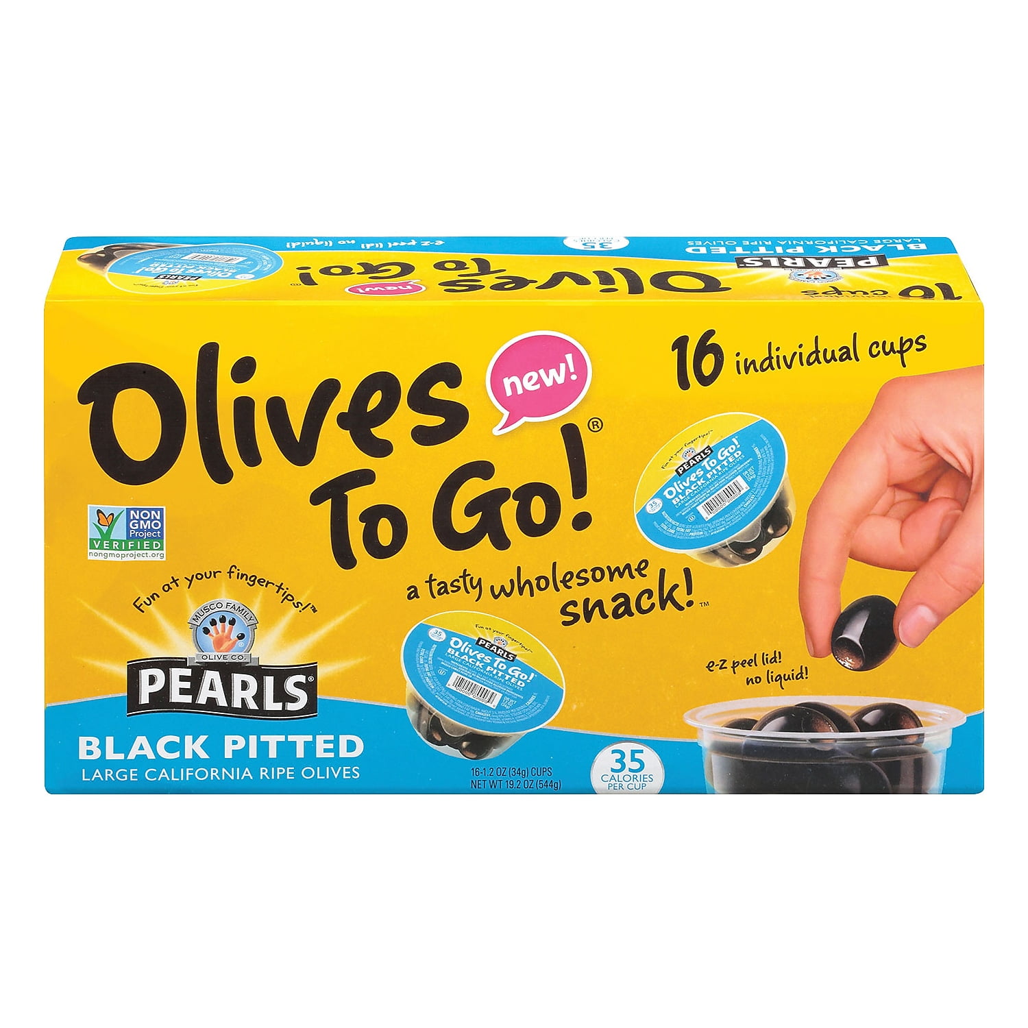Pearls Olives To Go, Large Ripe Pitted, Black Olives, 1.2 oz, 16-Cups ...