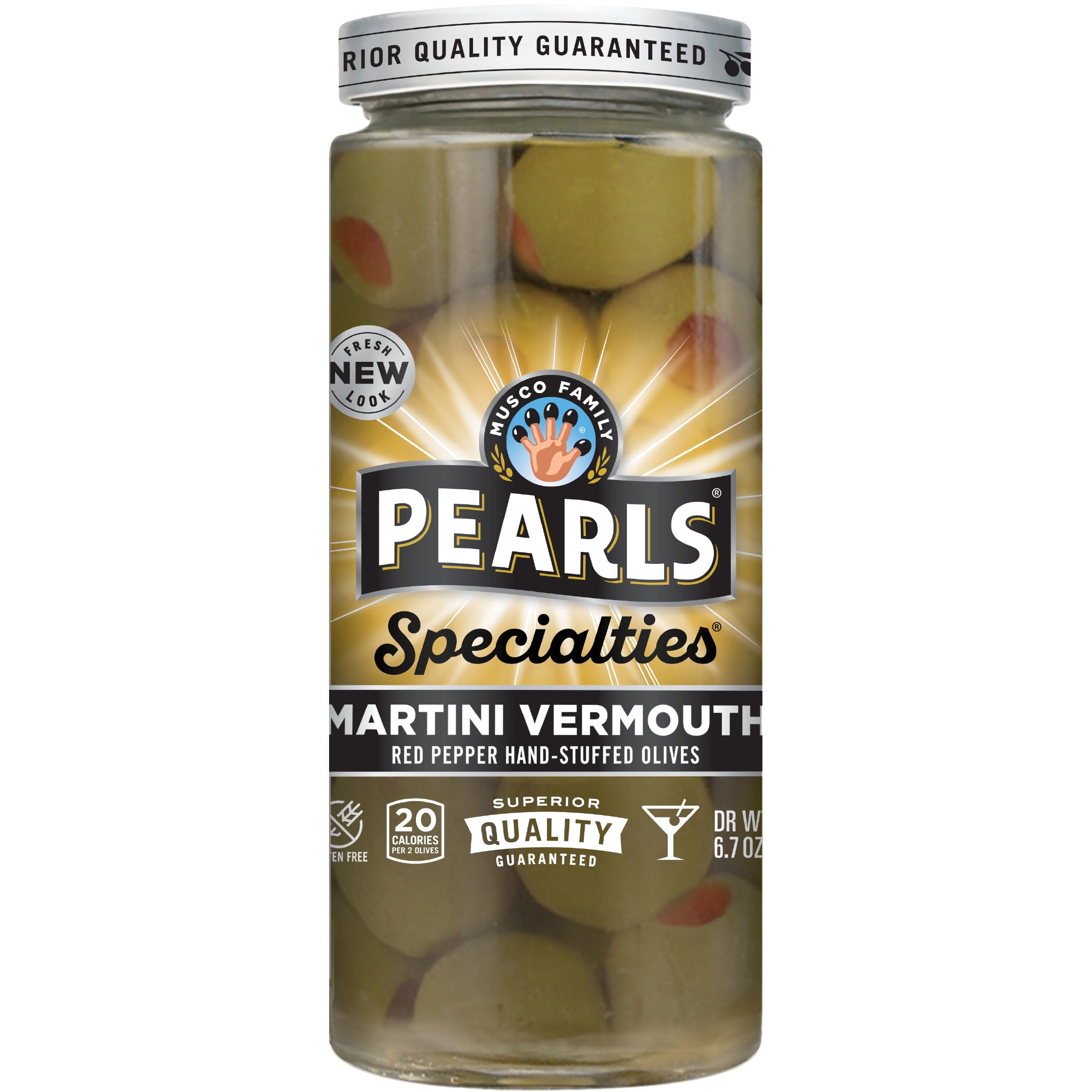 Pearls Specialties Martini Vermouth Red Pepper Hand-Stuffed Olives, Non ...