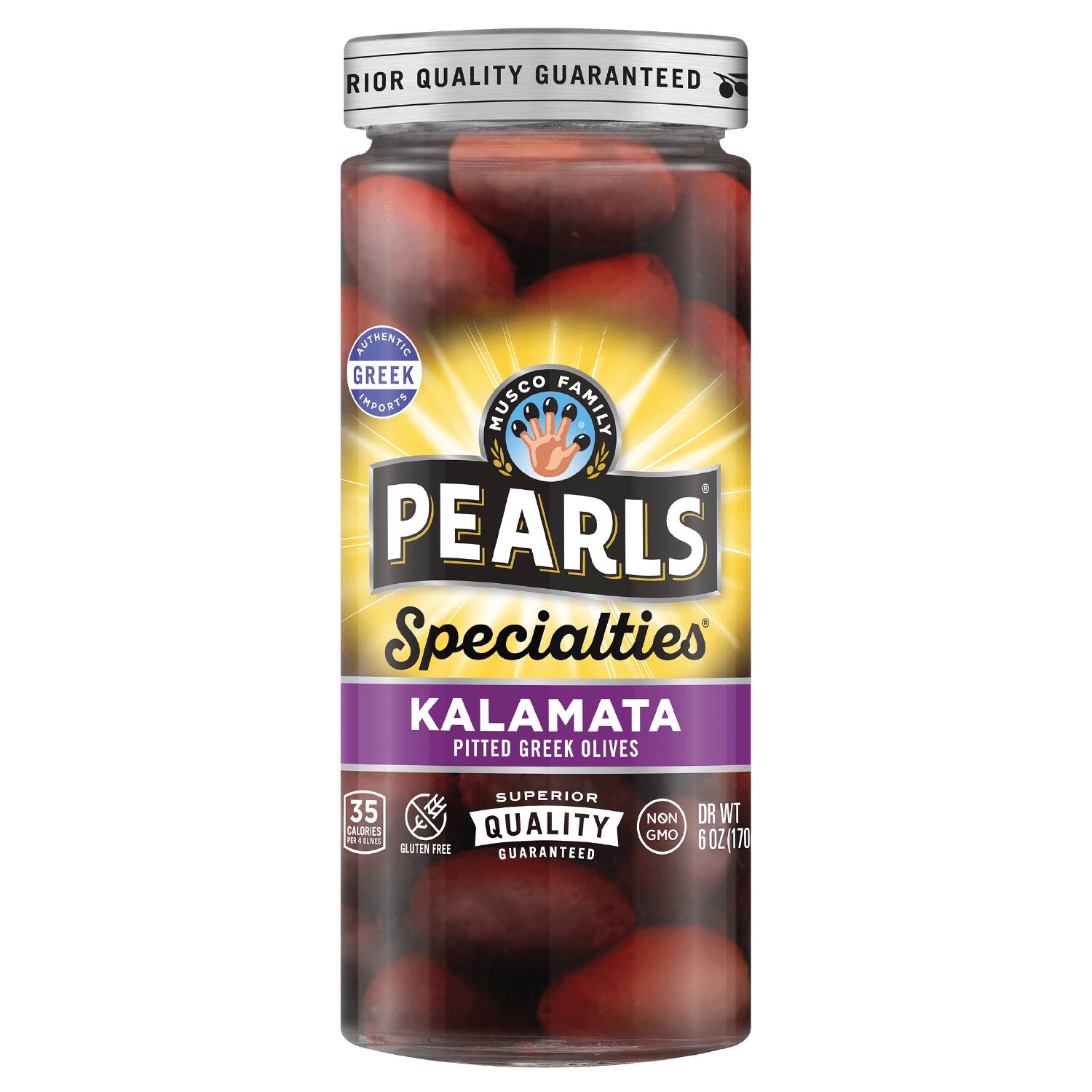 Pearls Pitted Kalamata Greek Olives 6 oz Jar, Imported from Greece ...